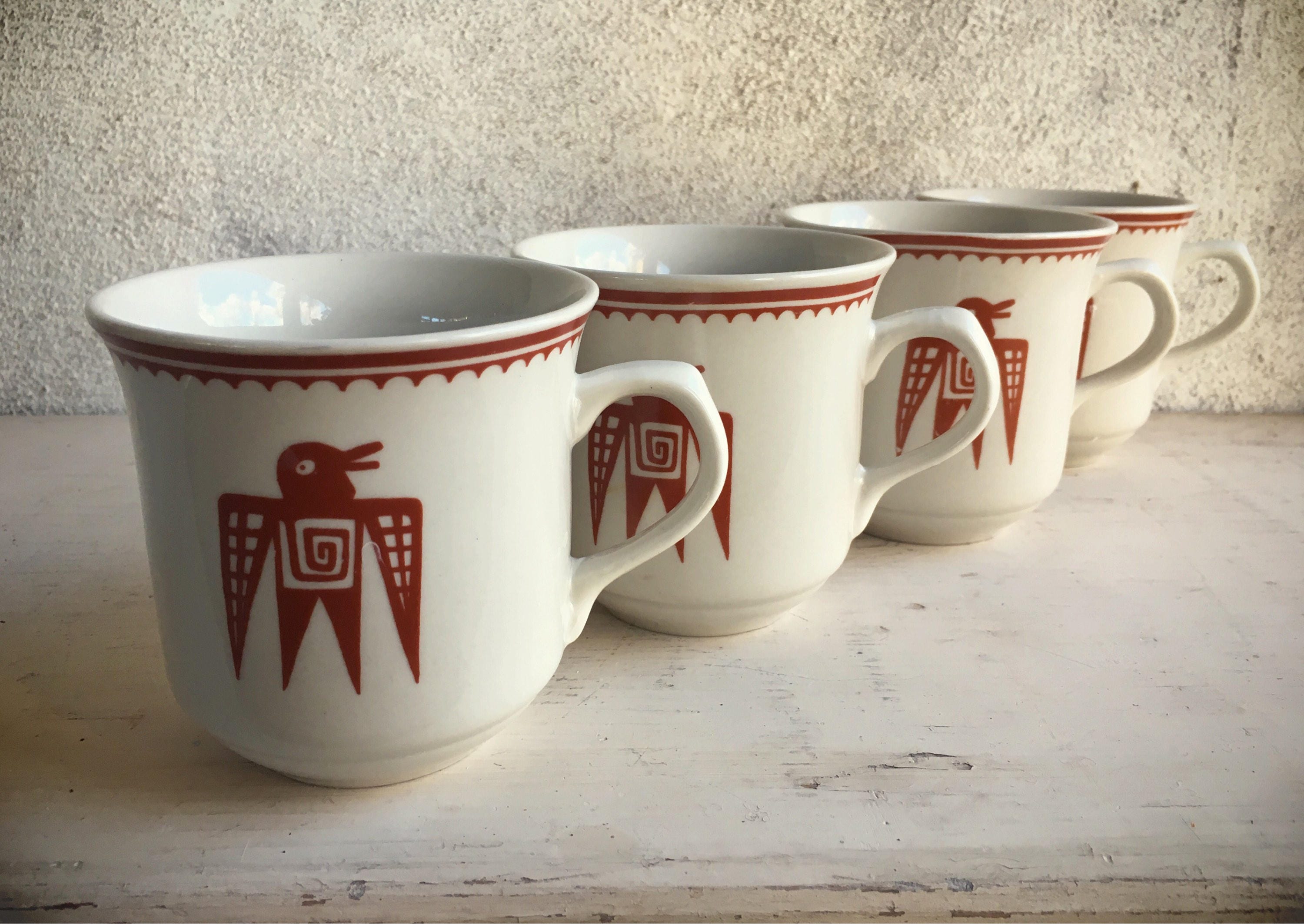 Pair of Coffee Mugs Southwestern Design, Thunderbird Mugs Southwestern ...