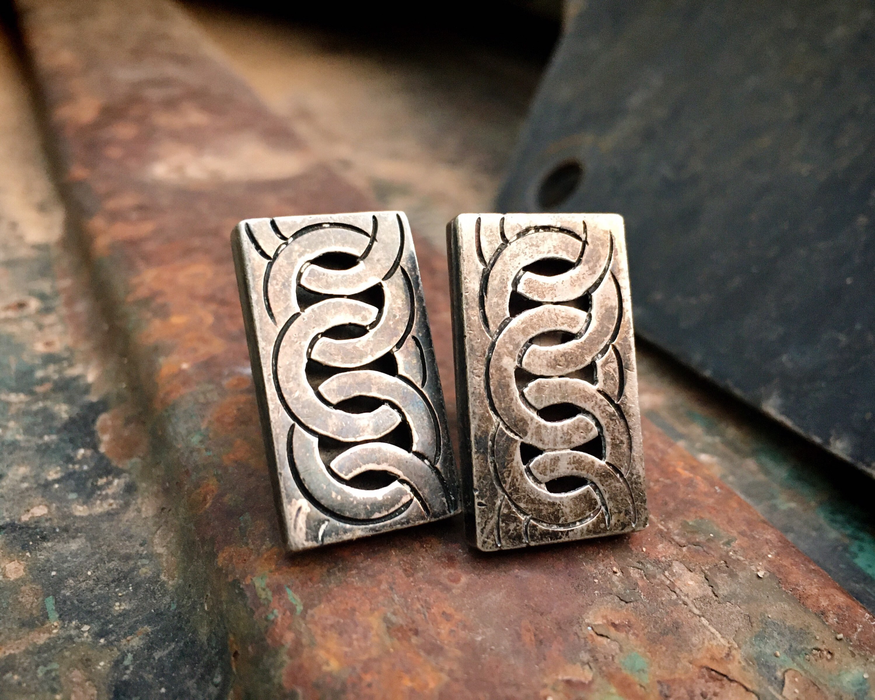 Vintage Sterling Silver Celtic Knot Cufflinks Rectangle Shape for Men ...