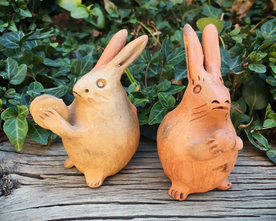 Small Mexican Pottery Bunny Figurine Whistle Weed Vase, Folk Art ...