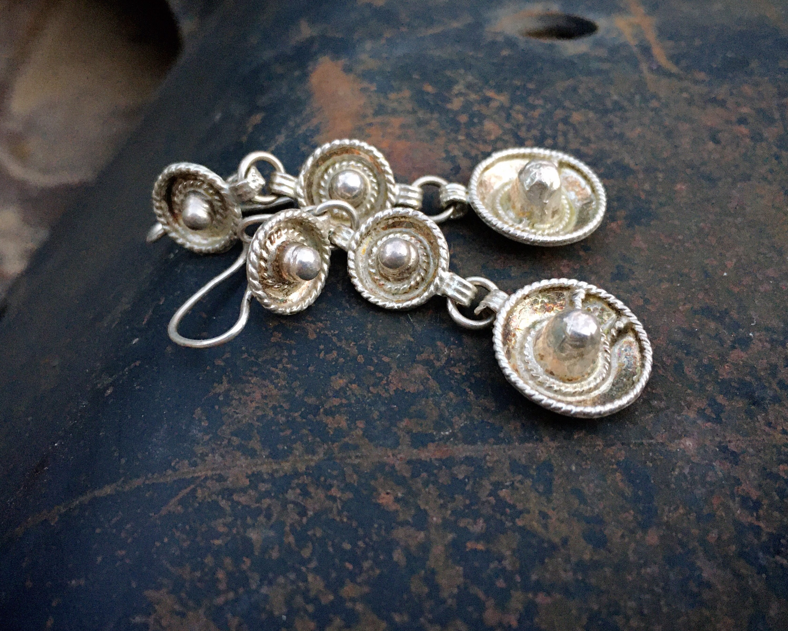 925 Sterling Silver Miniature Mexican Charro Hat Dangle Earrings ...