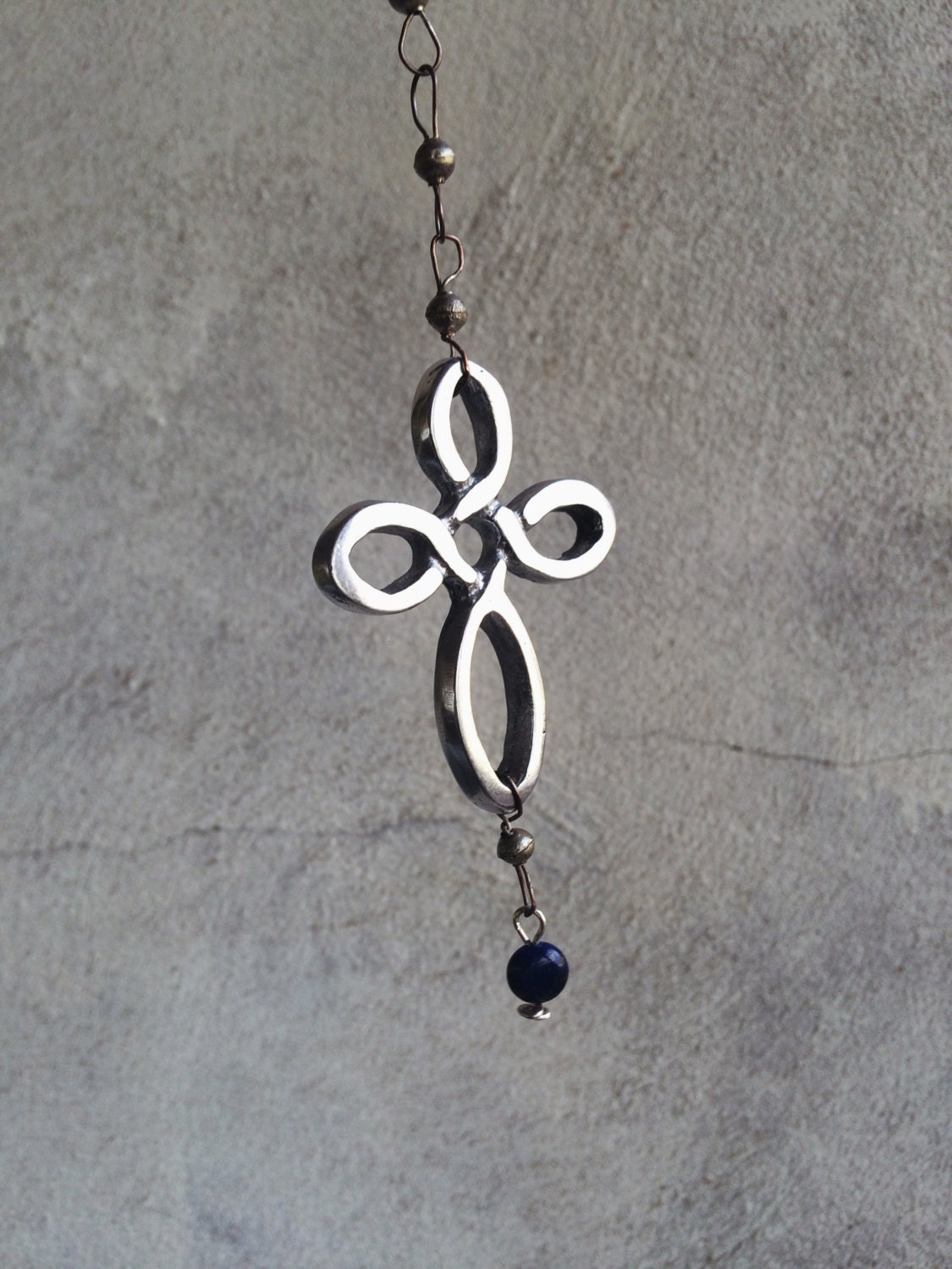 Vintage pewter open loop infinity cross Christmas ornament wall hanging ...