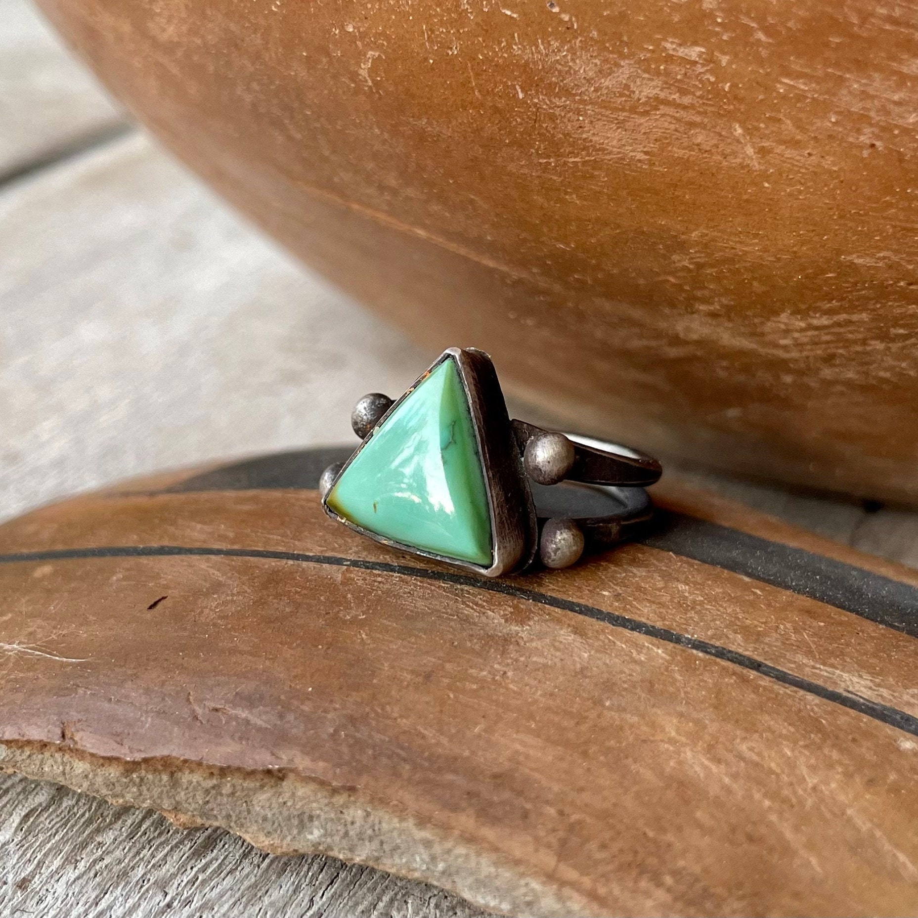 Simple Small Triangle Turquoise Ring Size 6, Native American Indian Jewelry for Young Adult ...