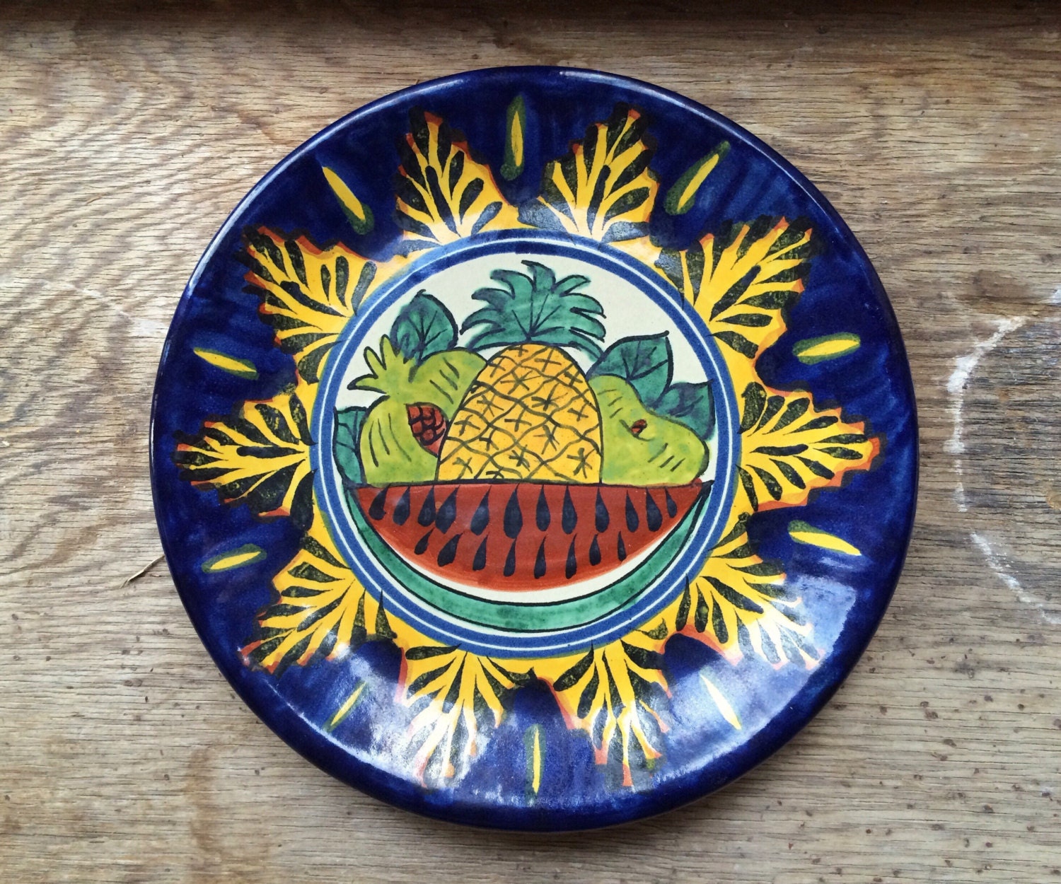 Vintage 11 inch Mexican Talavera plate wall hanging, Mexican pottery ...