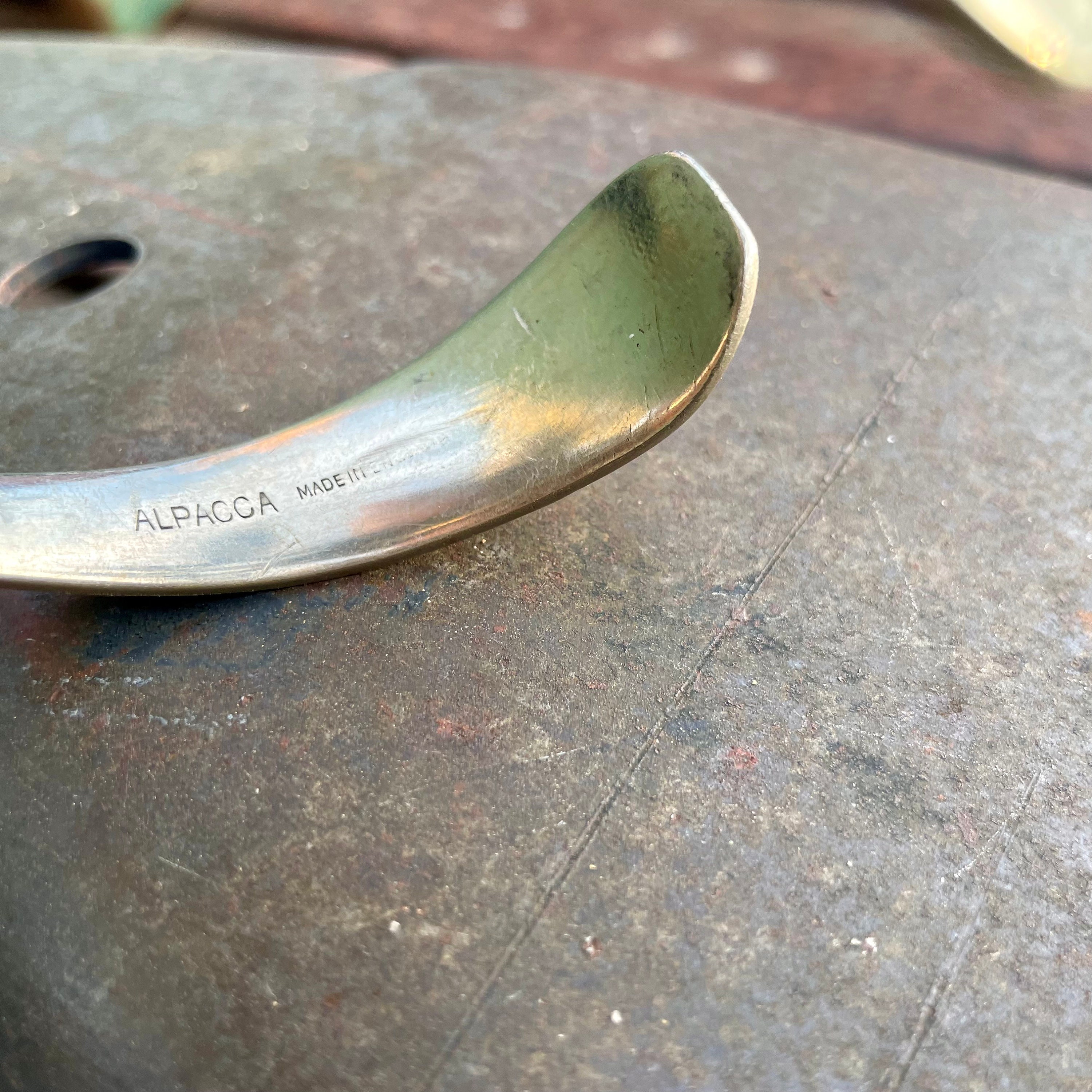 Vintage Upcycled Silverplate Fork Bangle Bracelet w/ Chrysocolla, Funky ...