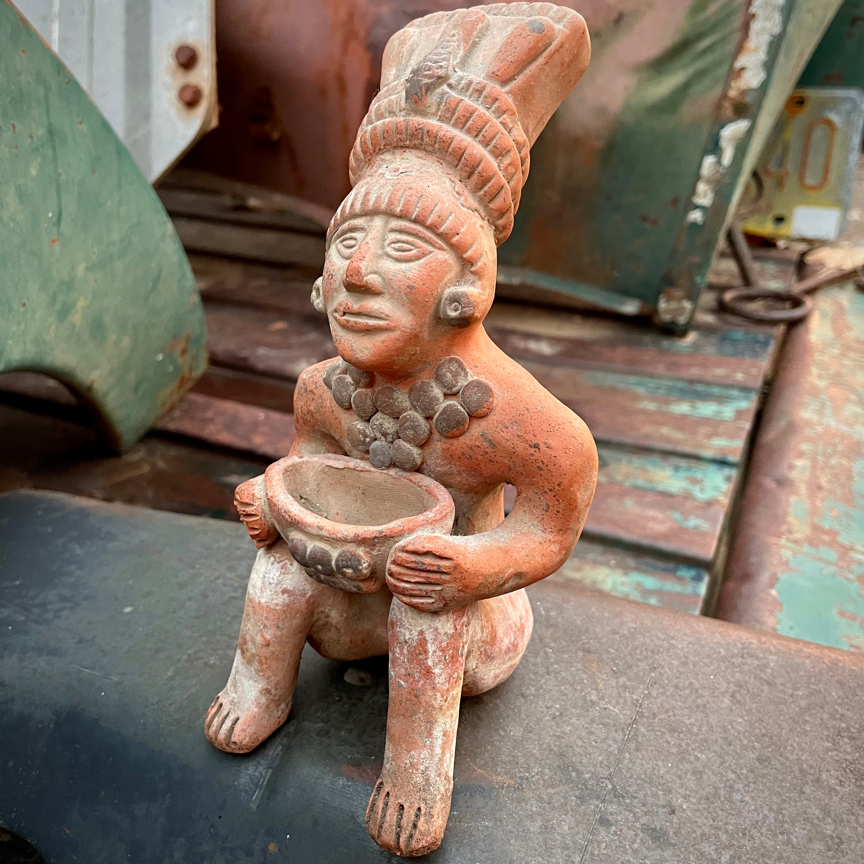 Reserved for K. / 7 Mexican Folk Art Reproduction Pre-Colombian Pottery ...