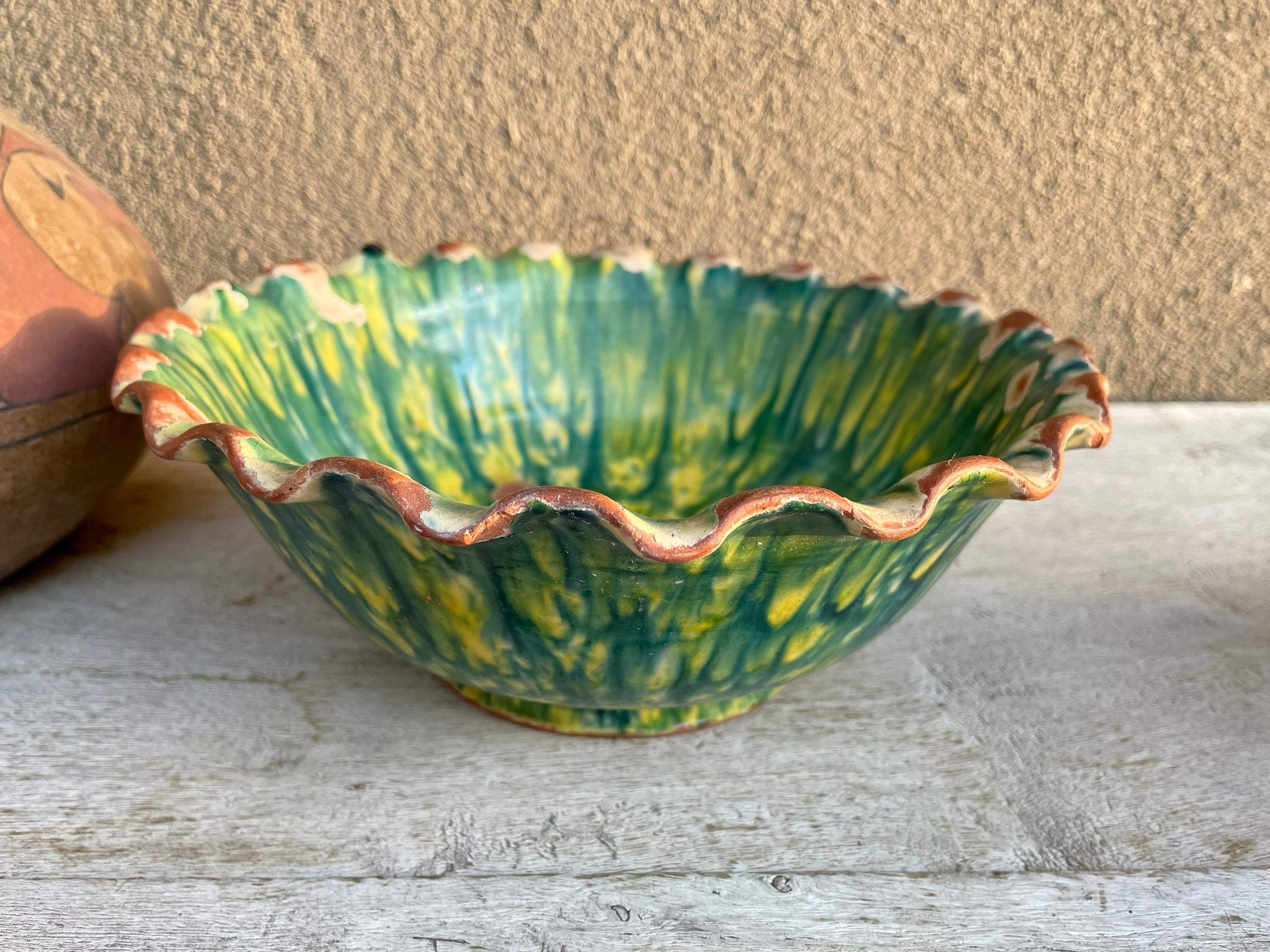 Vintage Oaxaca Old Mexico Dripware Pottery Bowl, Circa 1930s, Rustic ...