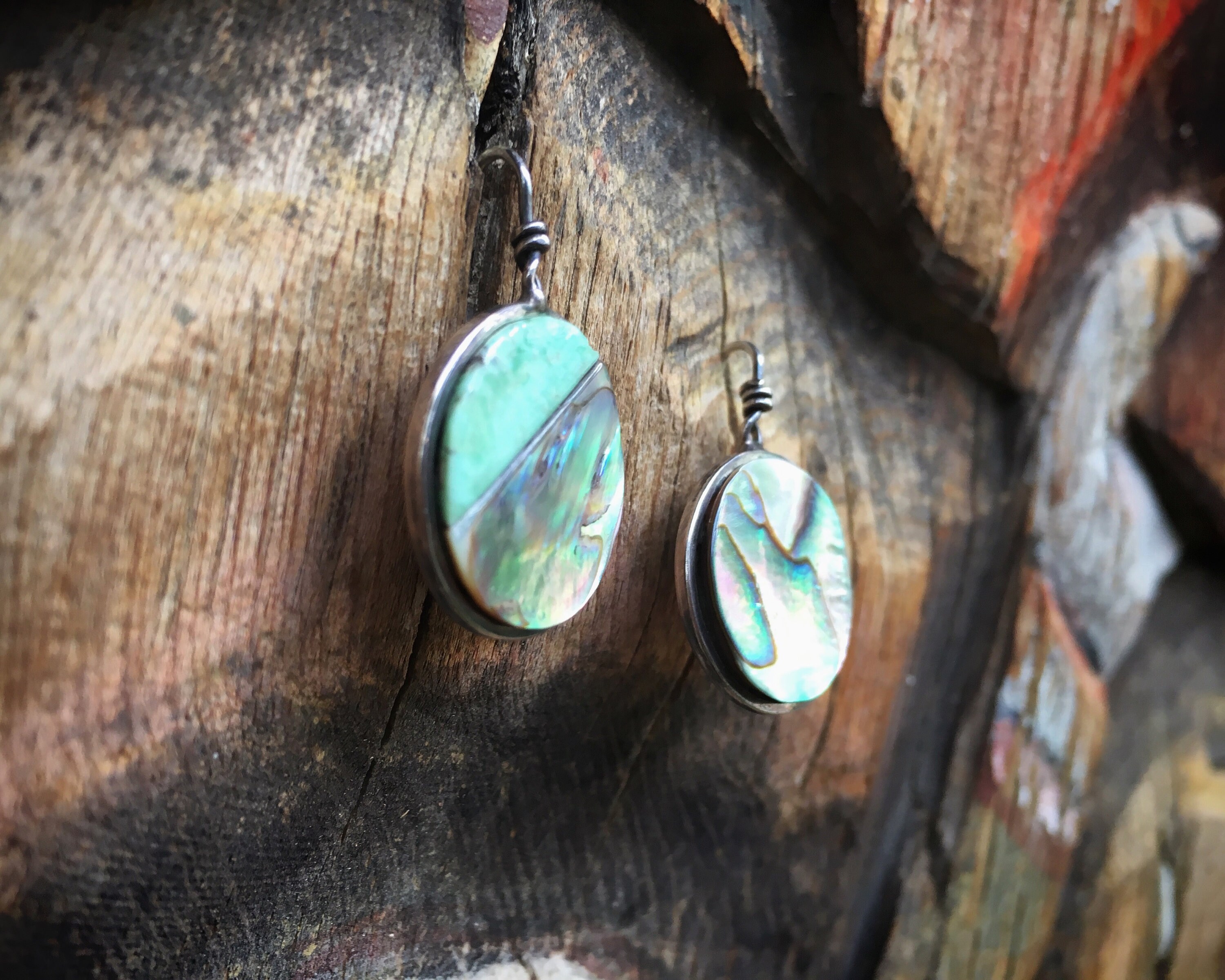 Round Turquoise Abalone Shell Earrings For Women Contemporary