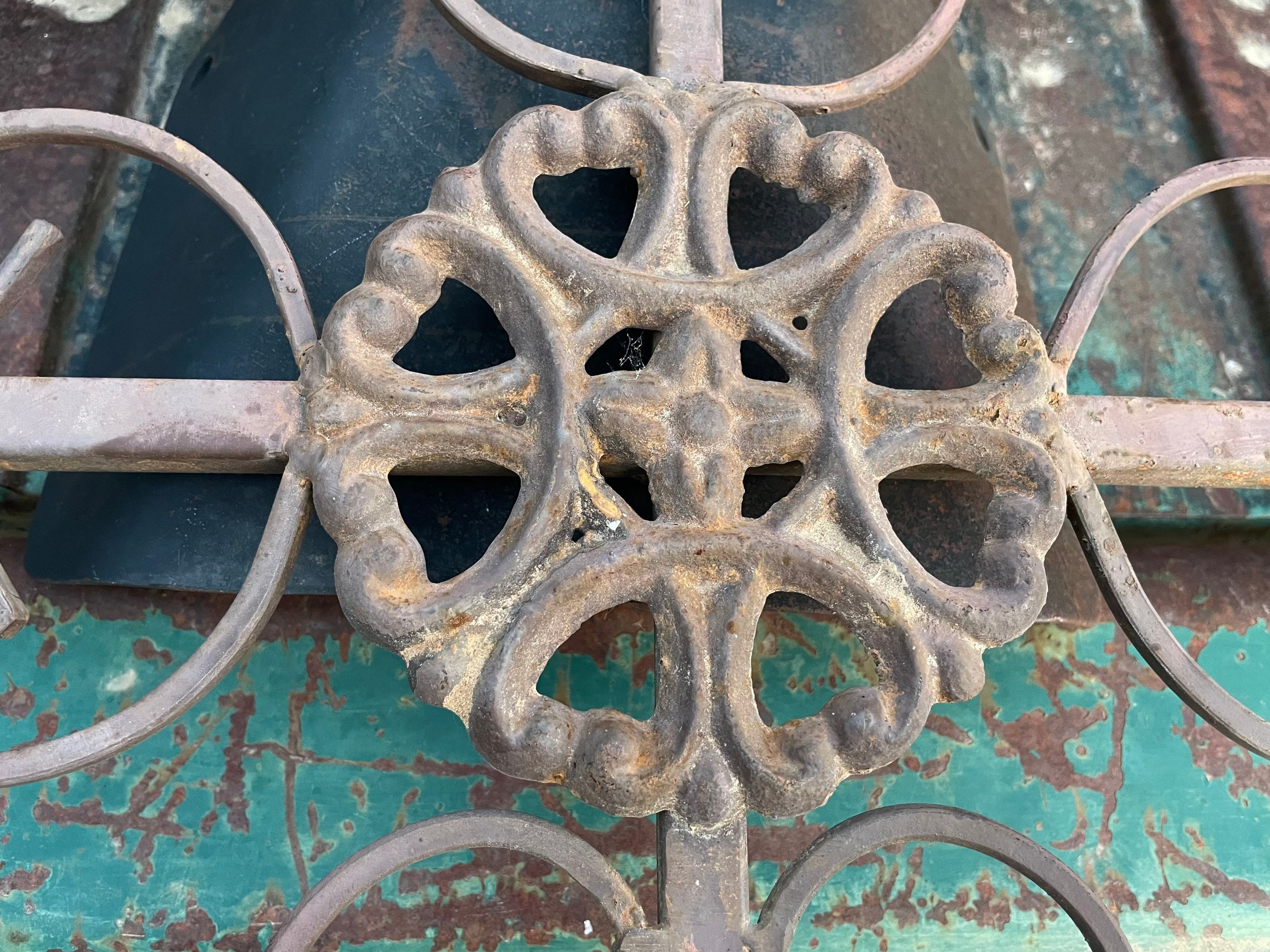 Vintage Large Rustic Metal Cross Wall Hanging Fleur de Lis, French ...