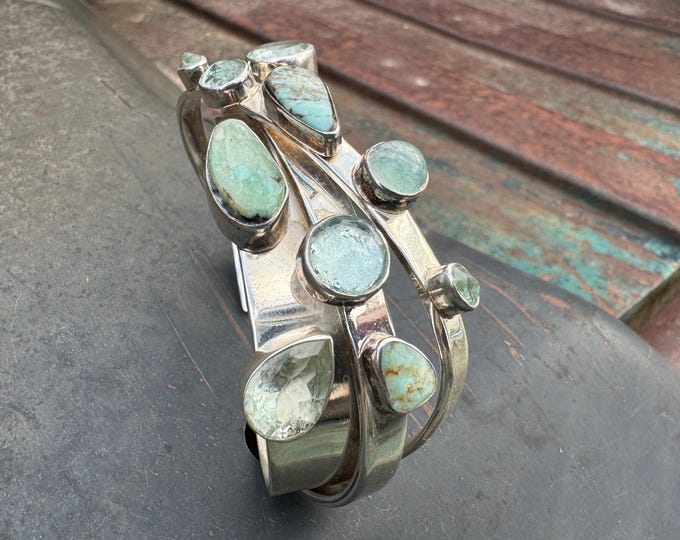 Lilly Barrack Dry Creek Turquoise & Faceted Ice Blue Gemstone Cuff ...