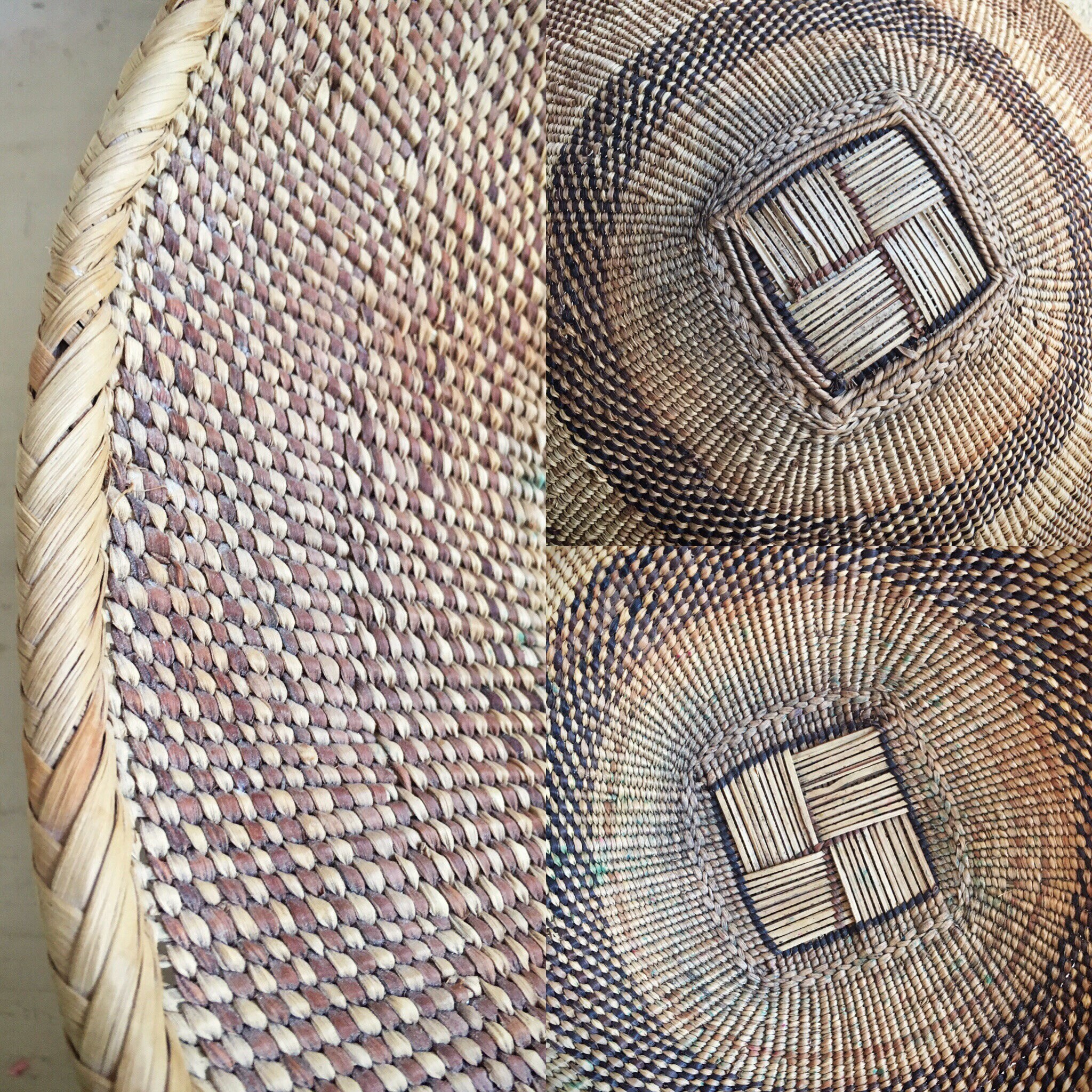 Vintage shallow winnowing basket, farmhouse decor, herb basket ...