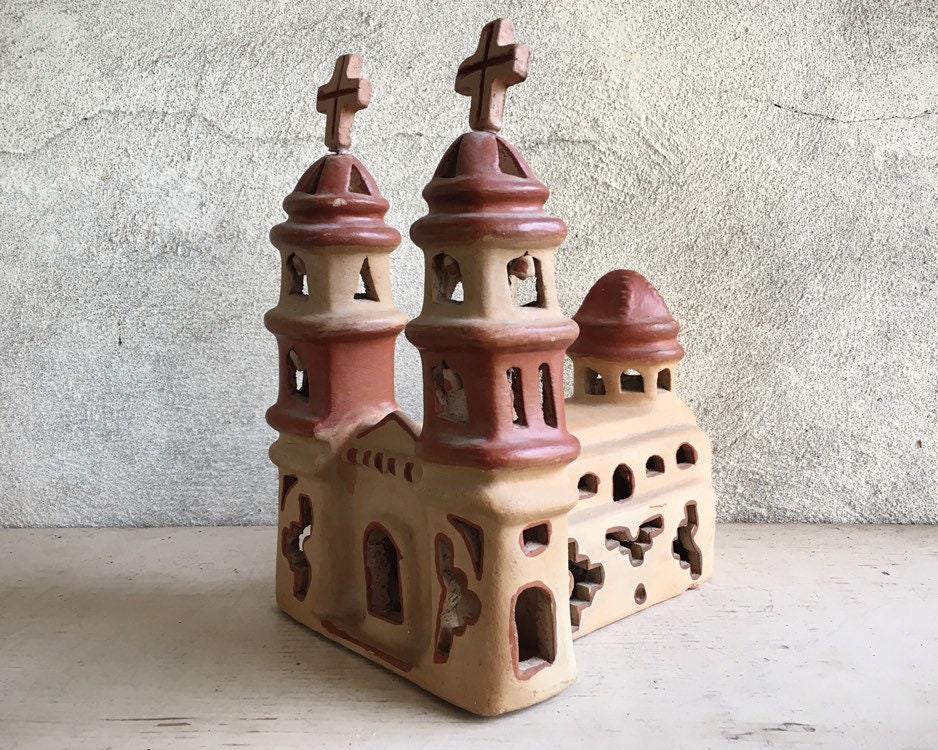 Mexican Pottery Folk Art Church Heron Martinez Southwestern Decor ...