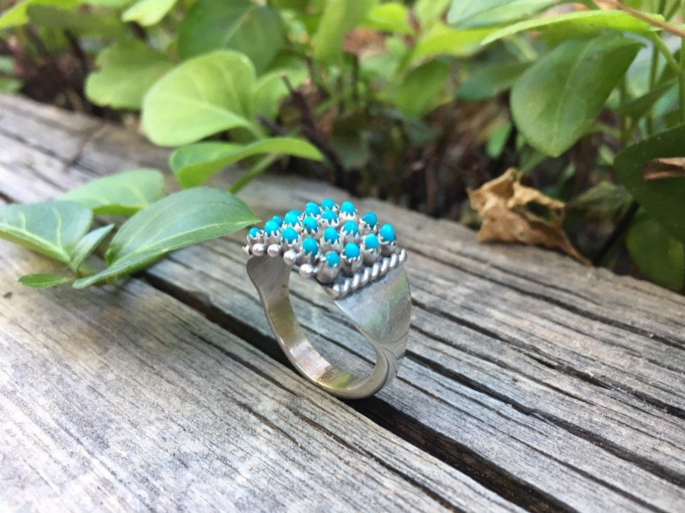 Size 7.75 Vintage Turquoise Ring for Women Signed Zuni Snake Eye ...