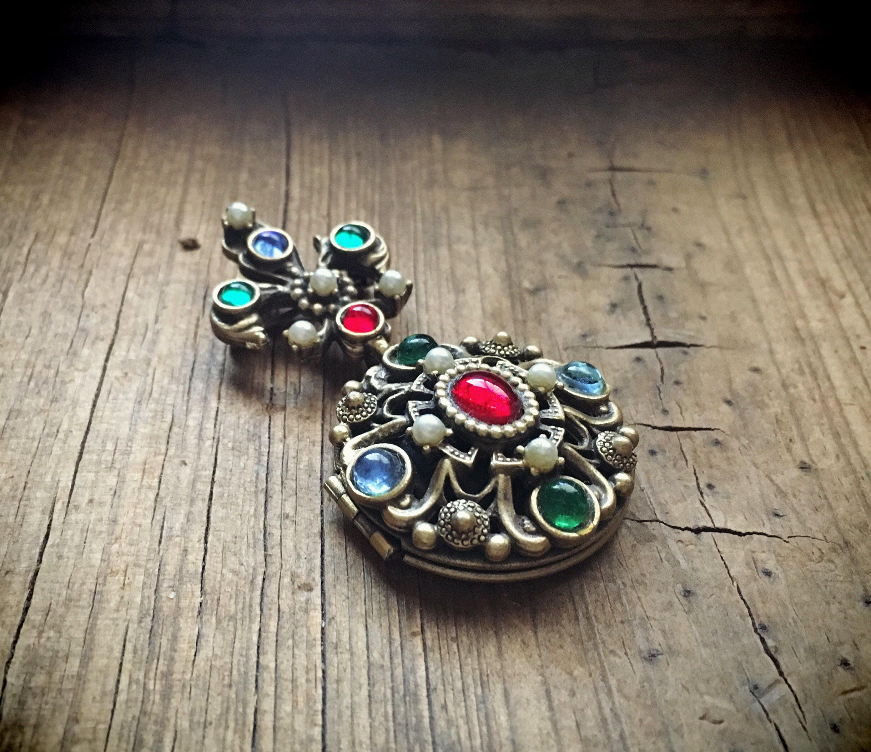 Fleur de Lis Locket Pin, 1950s Jewelry, Gift for Her, Vintage Brooch ...