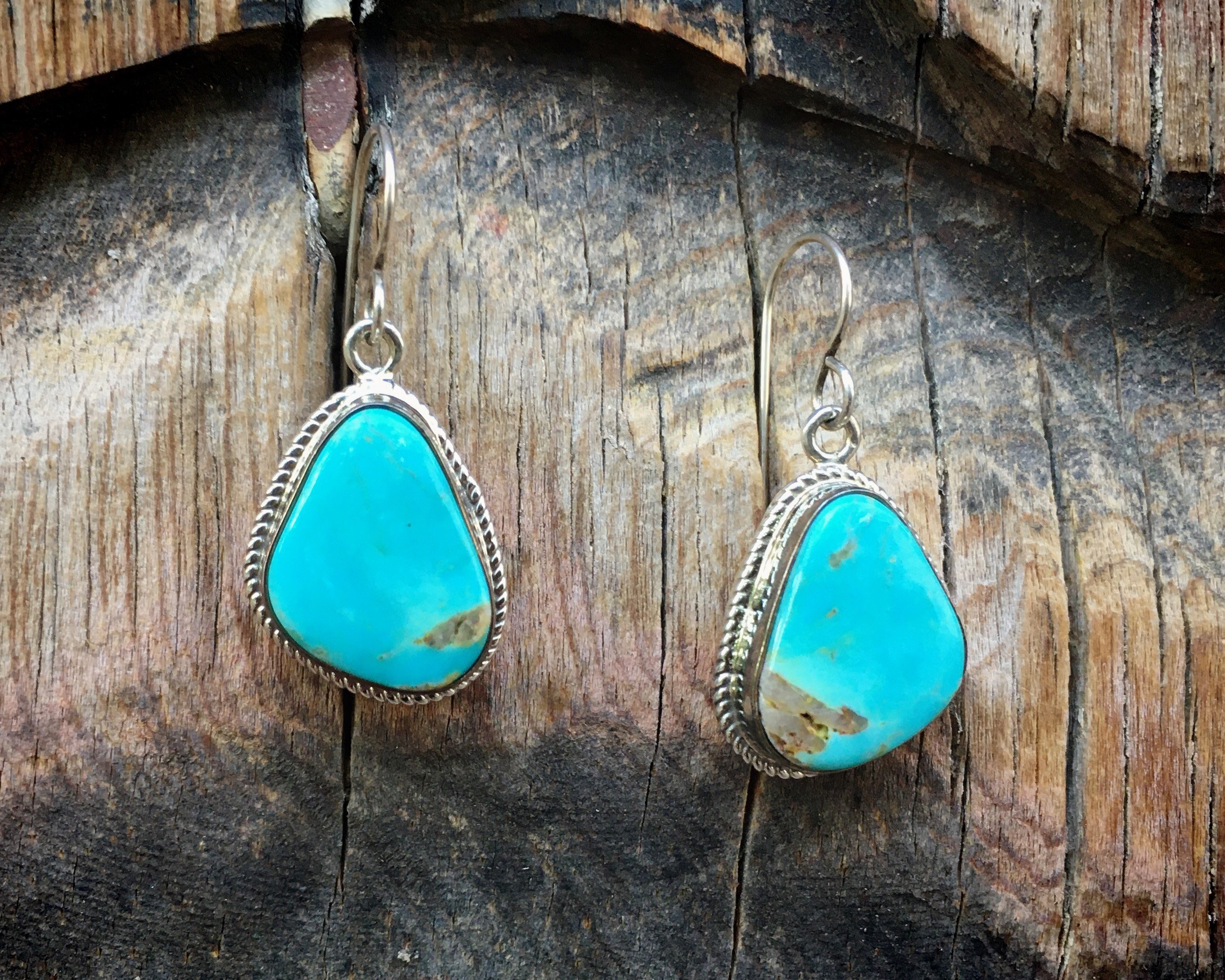 Small Simple Triangle Shaped Turquoise Earrings by Navajo Shirley Henry ...
