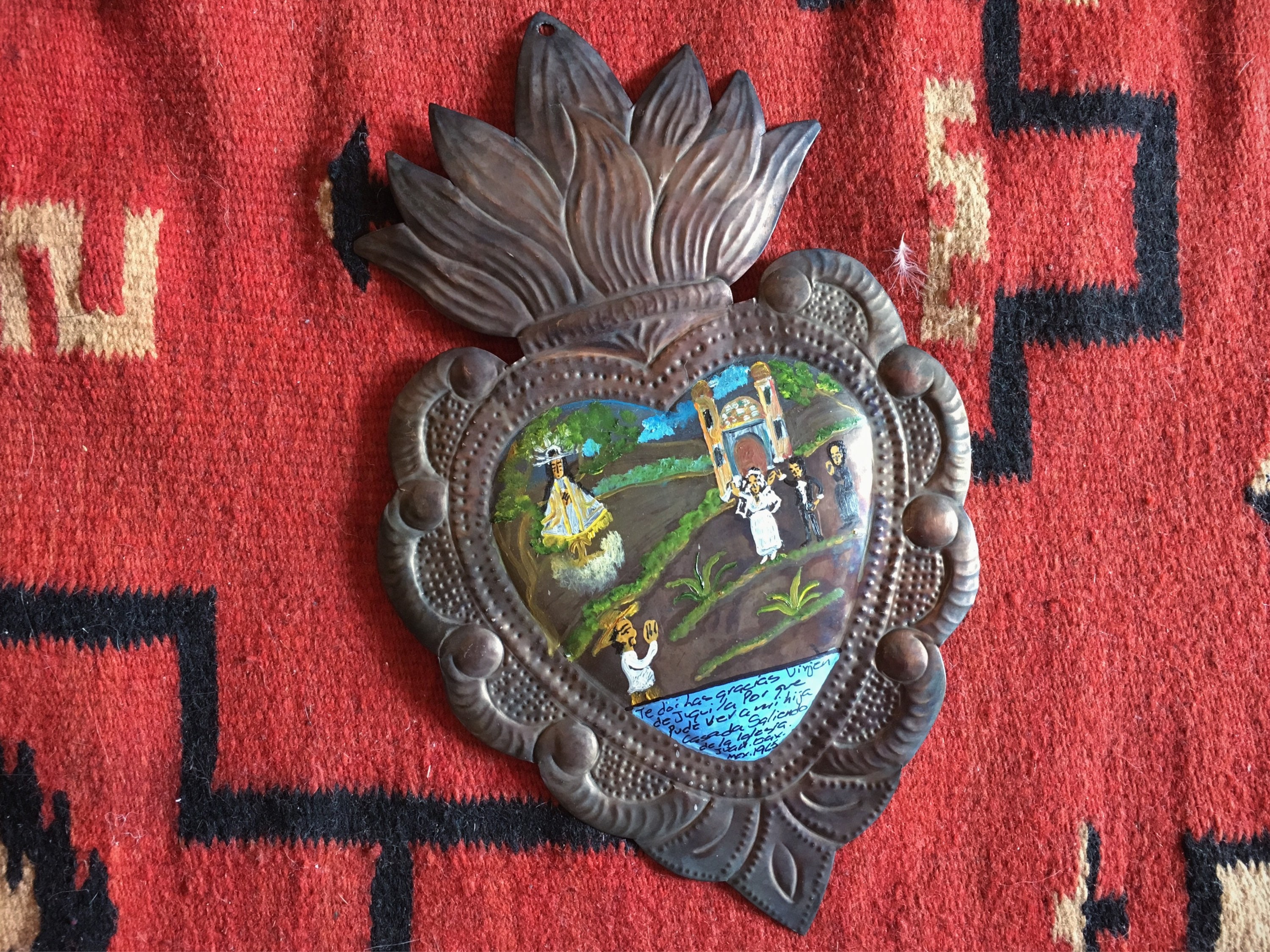 Mexican Tin Art Heart Milagro Ex Voto Painting Catholic Art Religious mexican-tin-art-heart-milagro-ex-voto-painting-catholic-art-religious