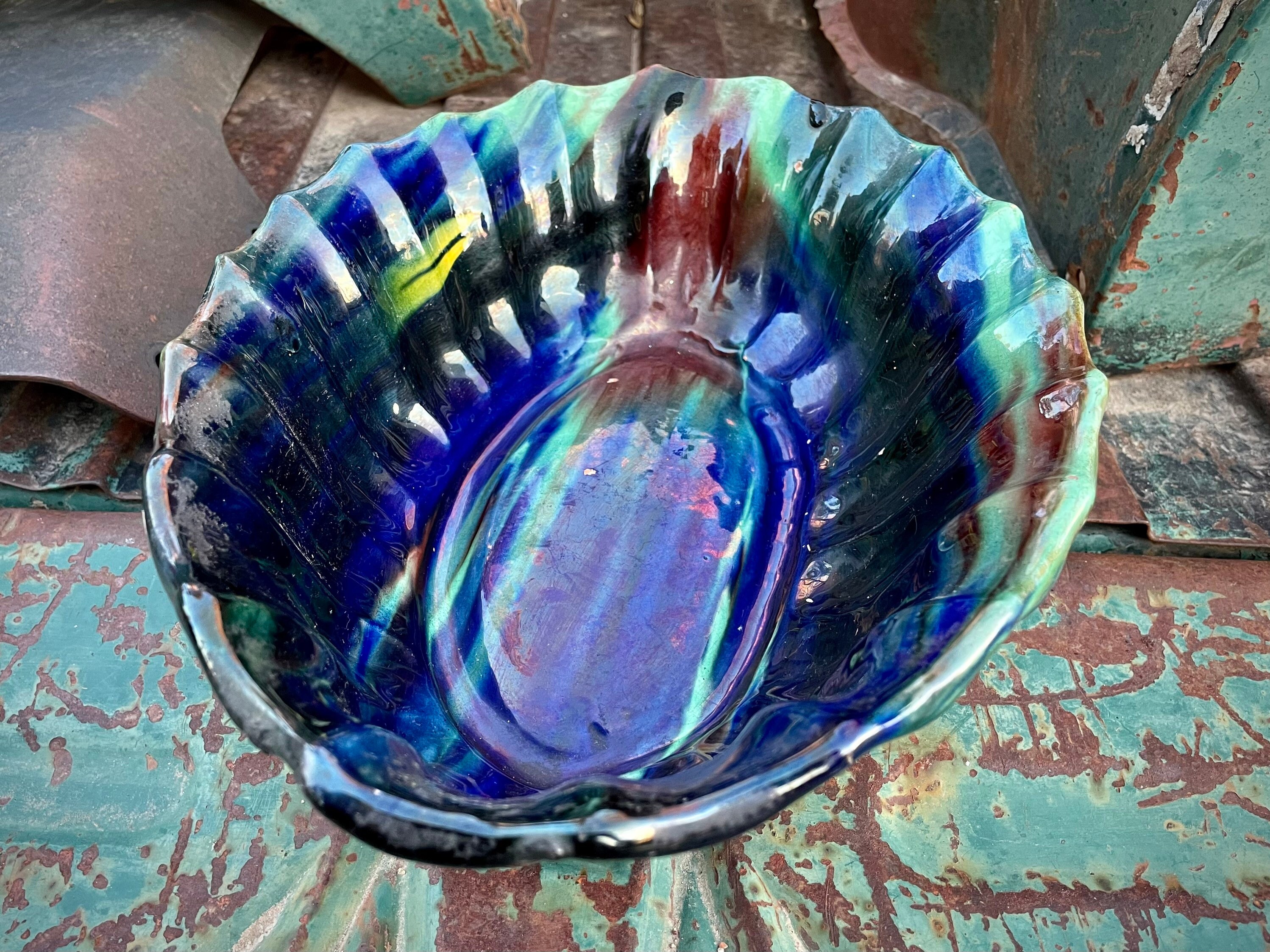 Oaxaca Mexico Dripware Pottery Large Bowl, Midcentury Mexican Pottery ...