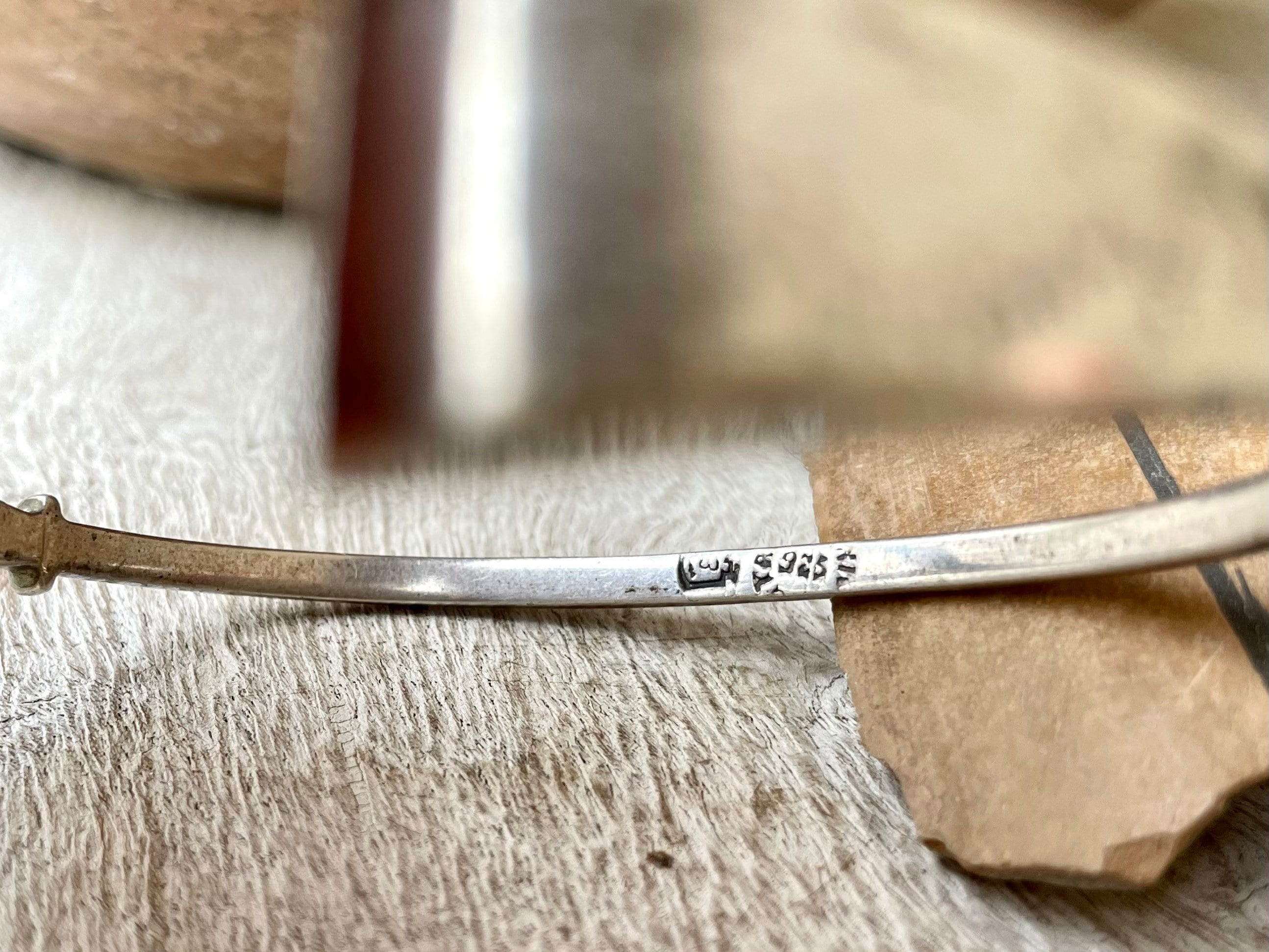 Vintage Taxco Sterling Silver Narrow Bracelet with Big Curved Terminals ...