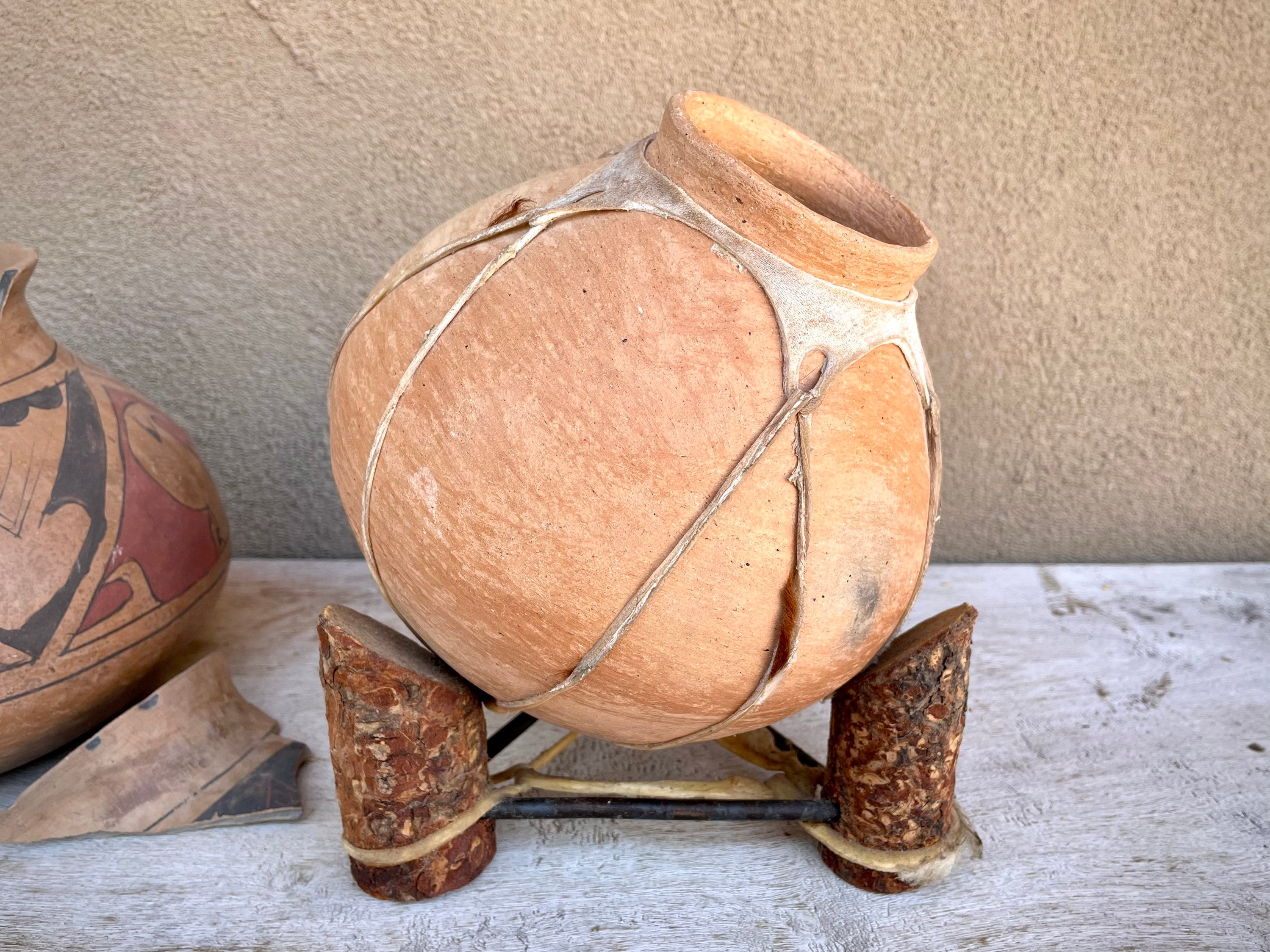 Vintage Wood Tripod Stand for Round Bottom Pottery, Primitive Home ...