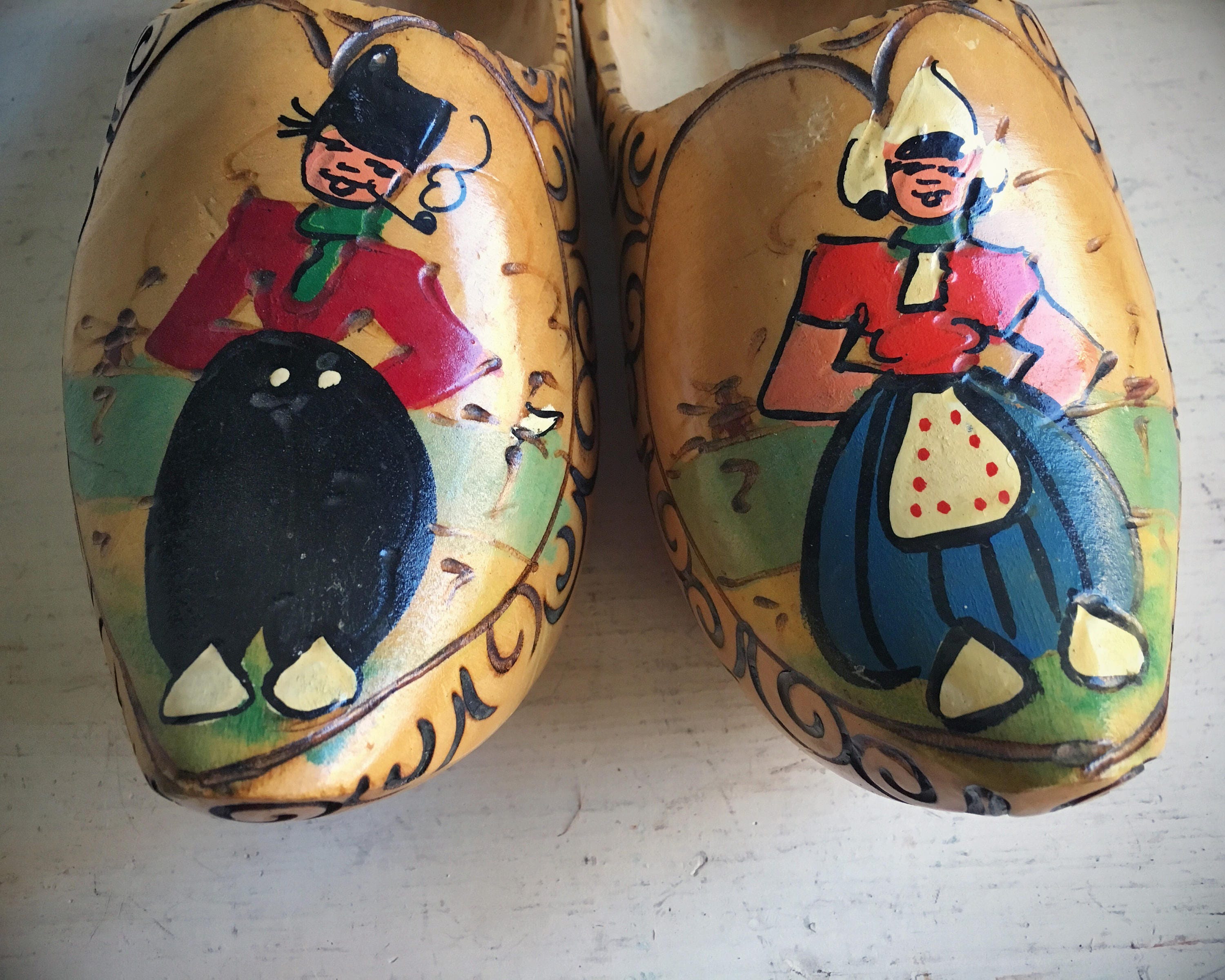 Pair of Small Vintage Wooden Clogs to Hang on Wall Holland Souvenir ...