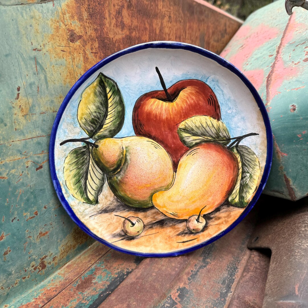 Vintage Mexican Pottery Fruit Design Decorative Wall Plate, Santa Rosa ...