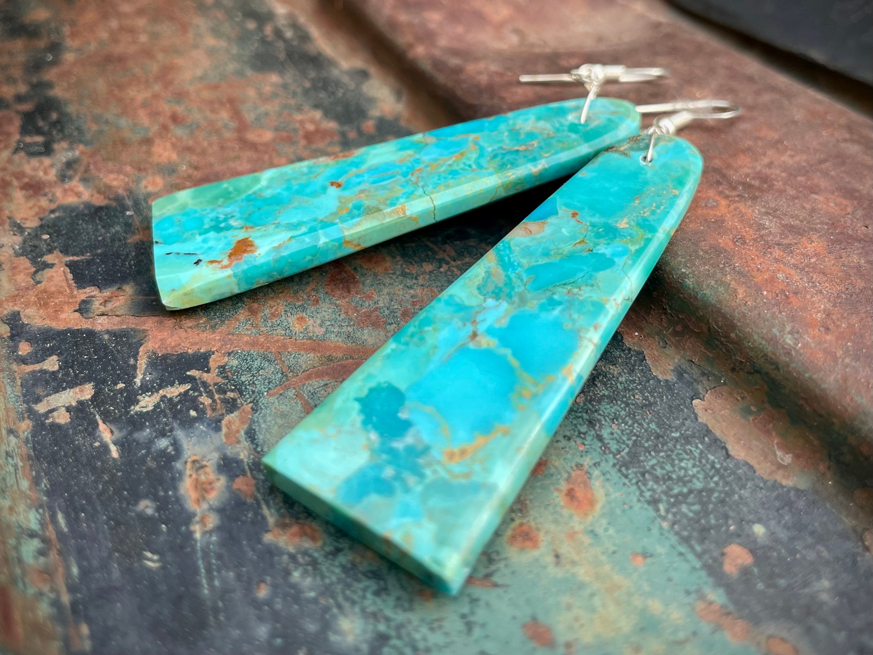 Composite Turquoise Slab Earrings Santo Domingo Kewa Pueblo, Native ...