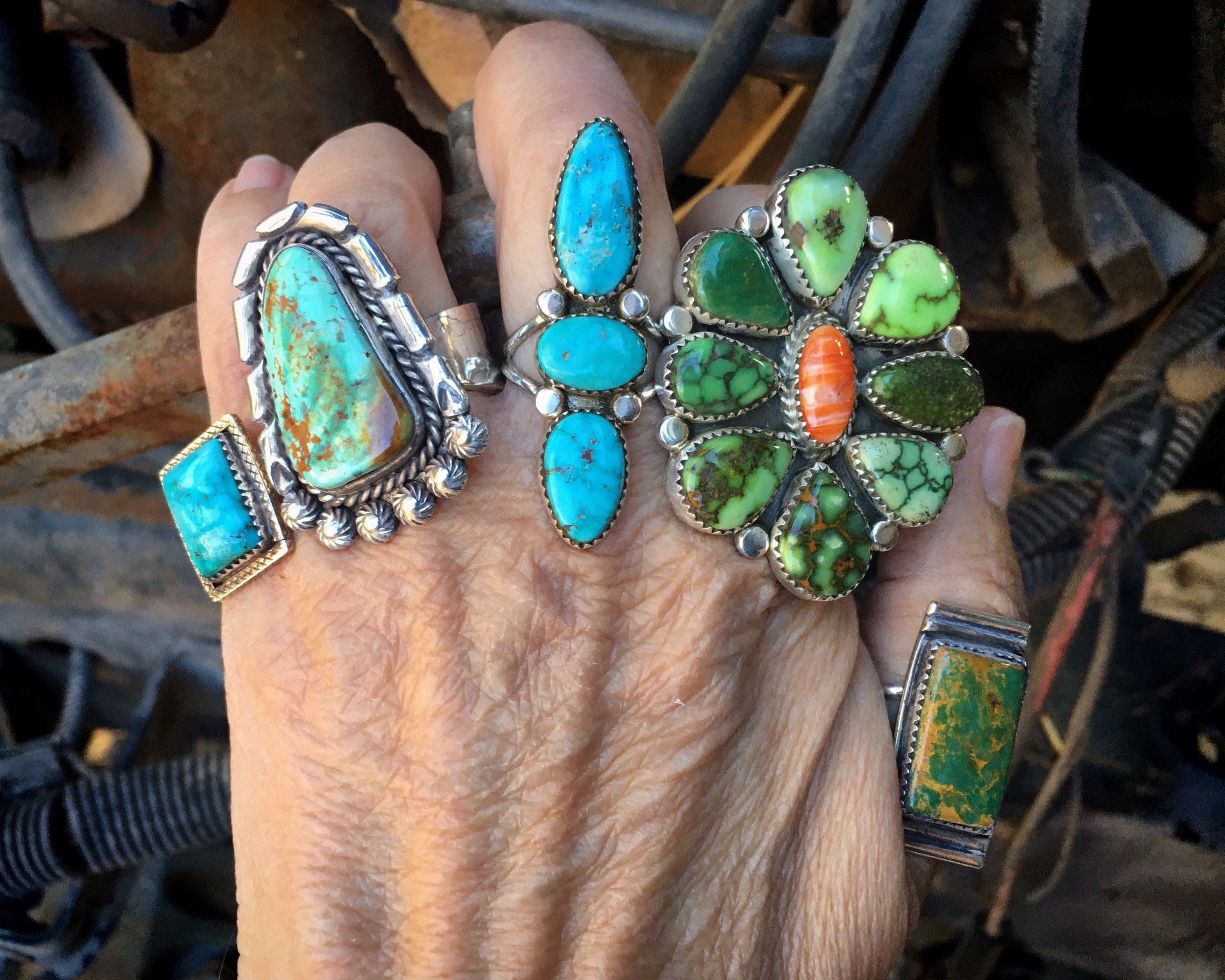 Size 6.75 Blue Turquoise Ring for Women, Southwestern Native American ...