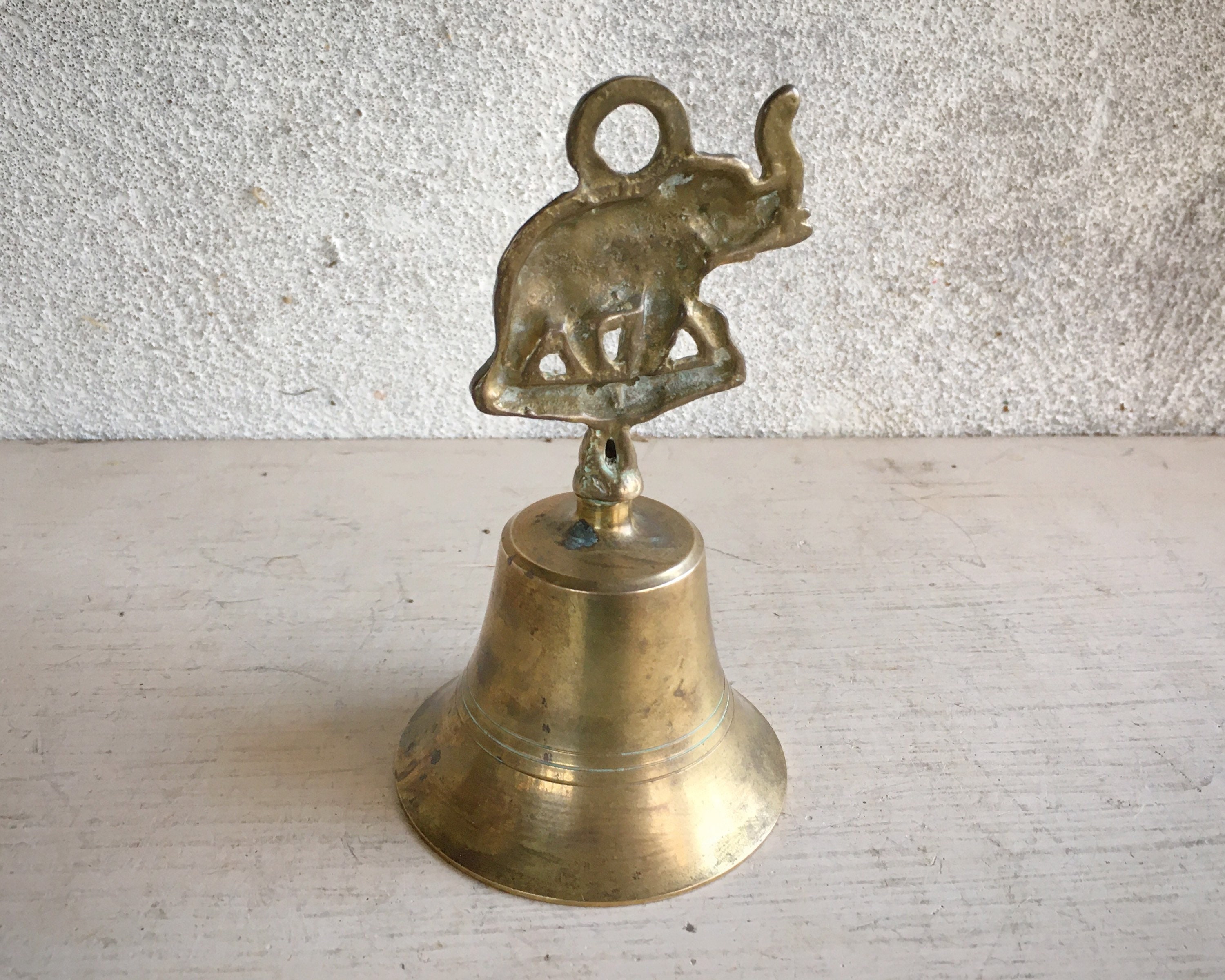 Vintage Brass Bell with Elephant Figural Handle, Bohemian Home Decor ...