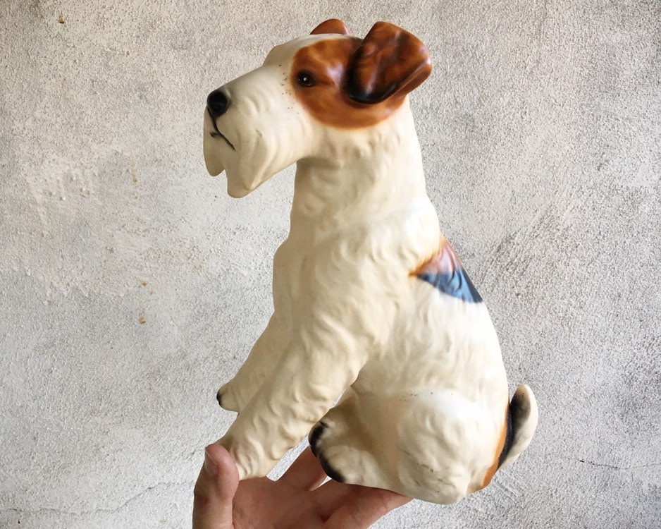 Vintage Porcelain Dog Statue Made in Japan, Wire Hair Fox Terrier ...