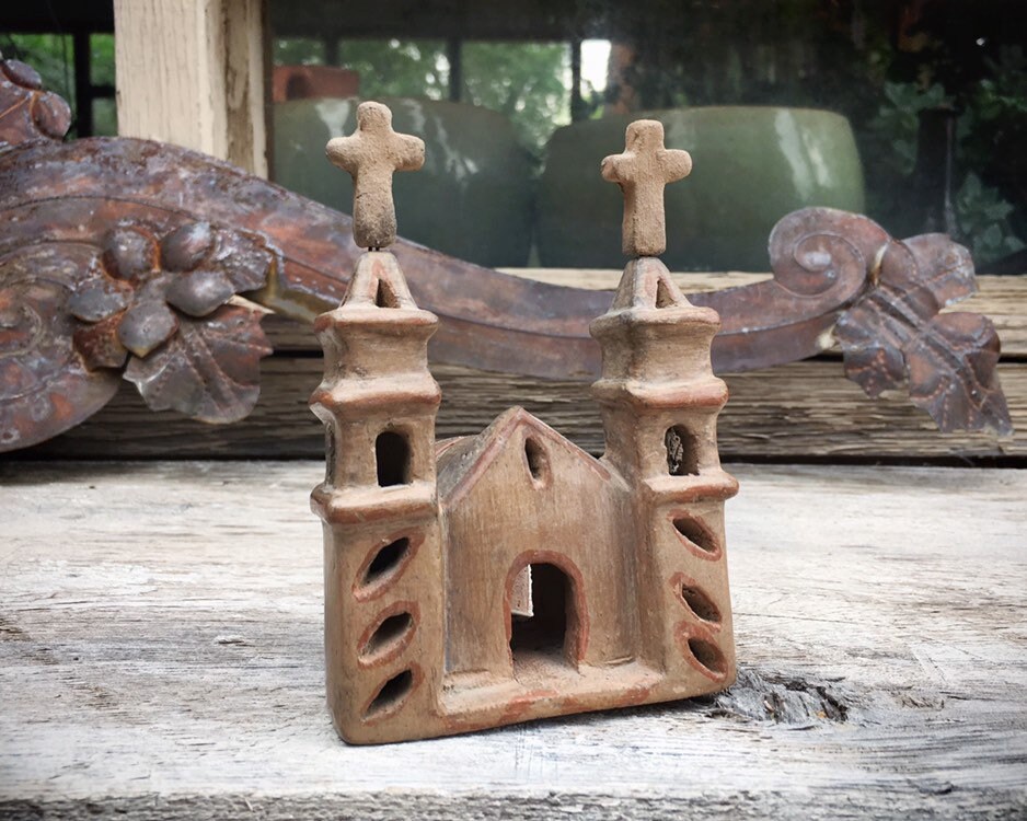 Small Burnished Pottery Church Mexican Folk Art, Southwestern Decor ...