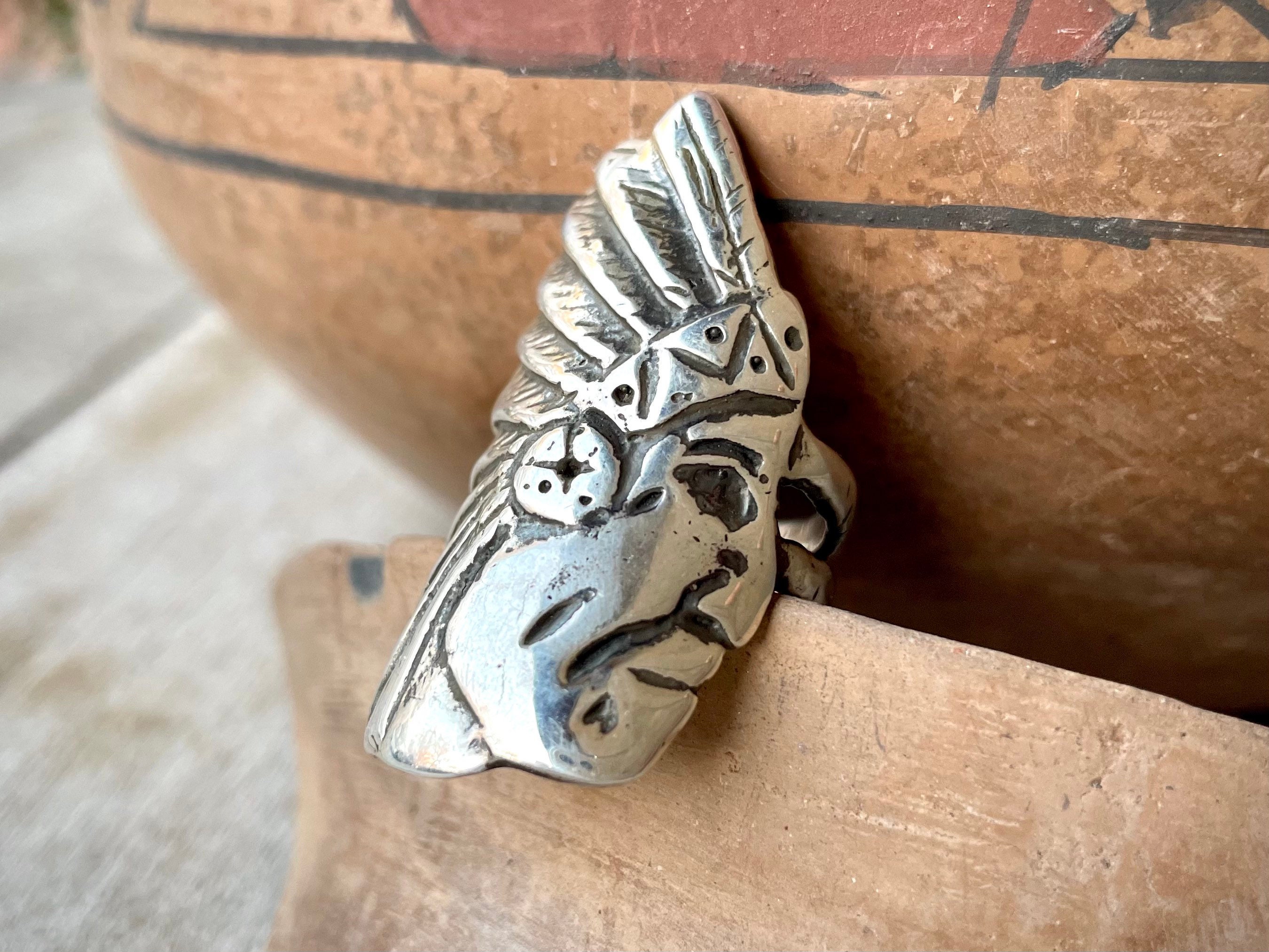 Sterling Silver Wraparound Chief Ring Size 7, Vintage Native American ...