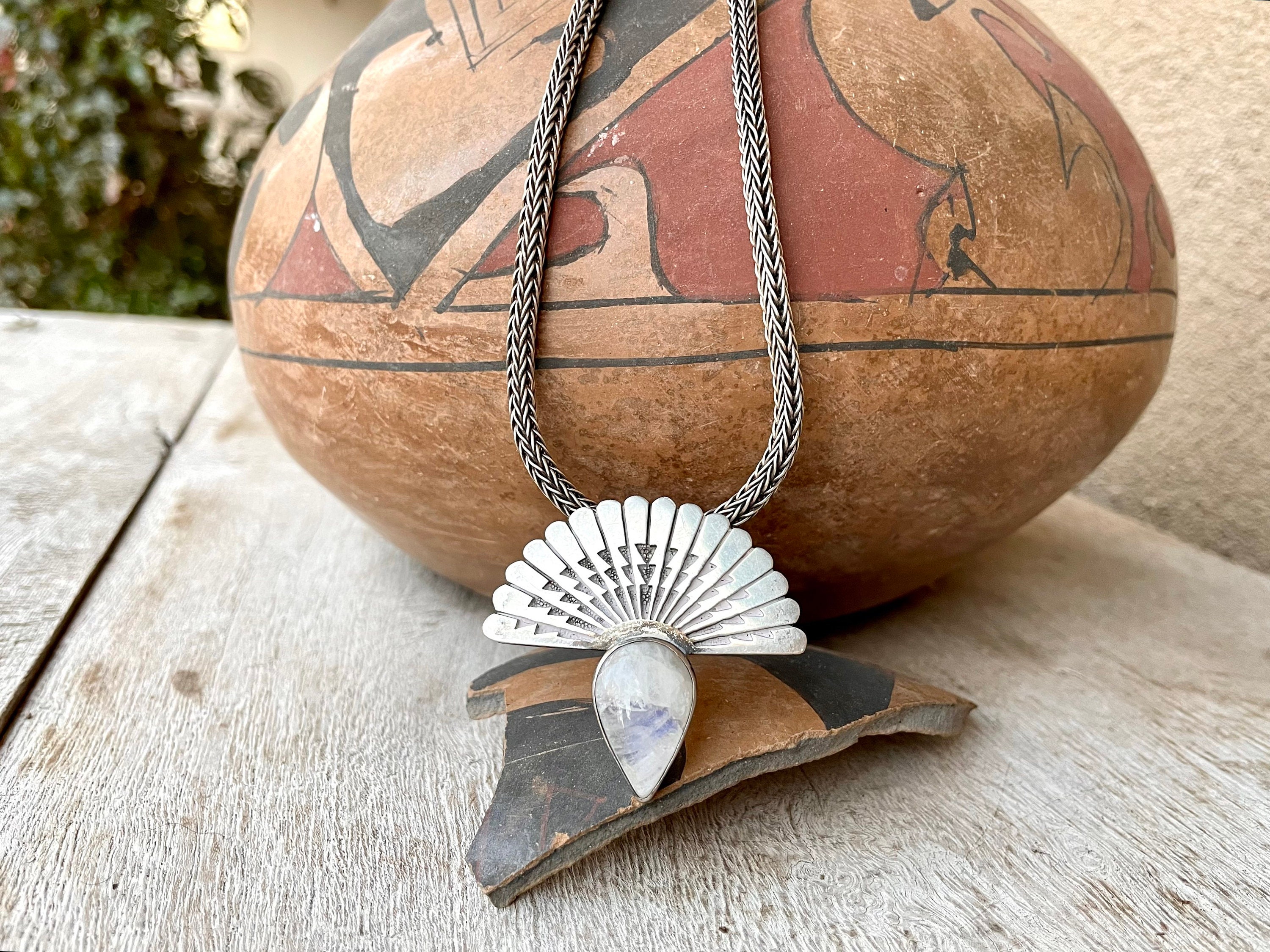 Vintage Isleta Pueblo Vernon Jojola Sterling Silver and Moonstone ...