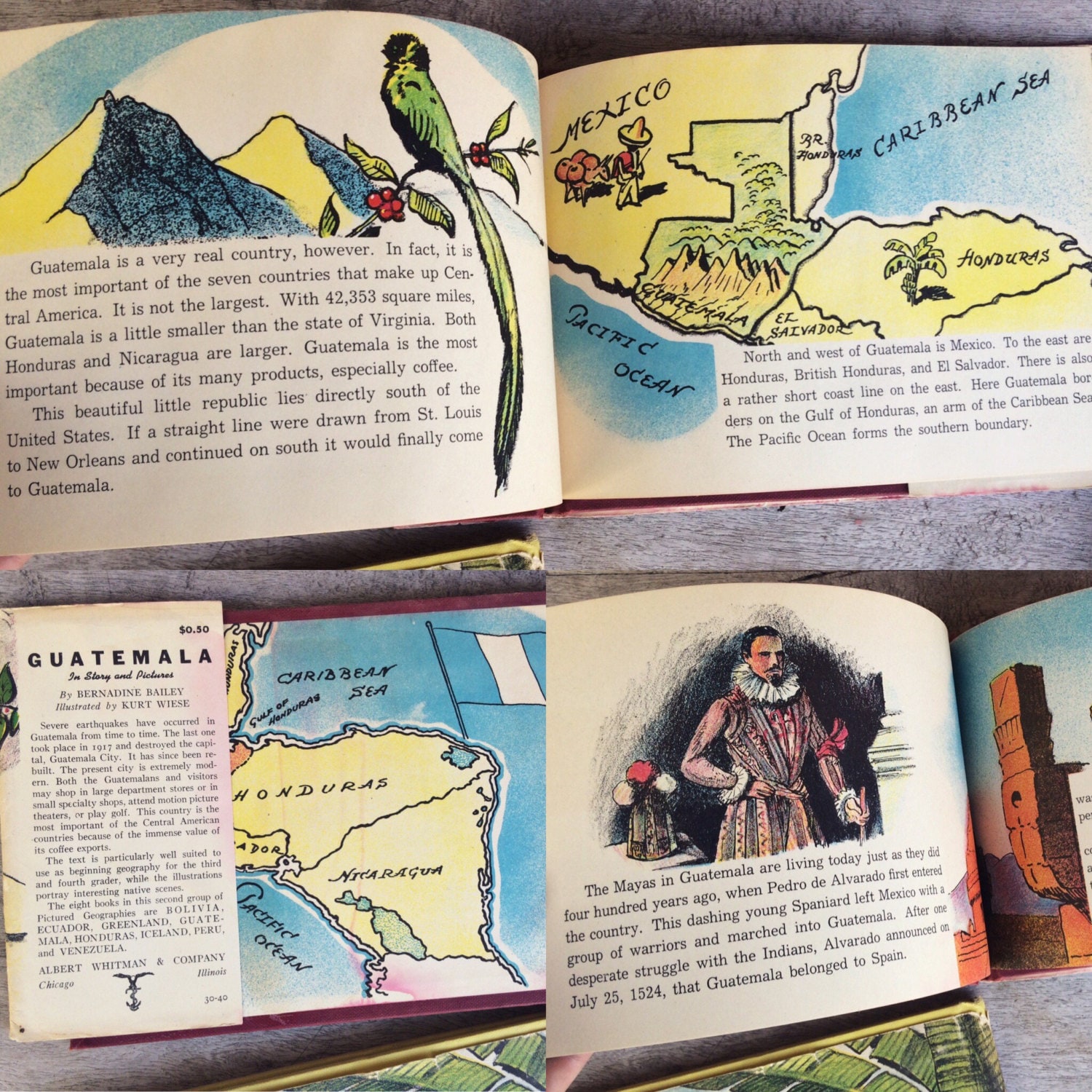 Two lithographed 1942 books Honduras and Guatemala in Story and ...