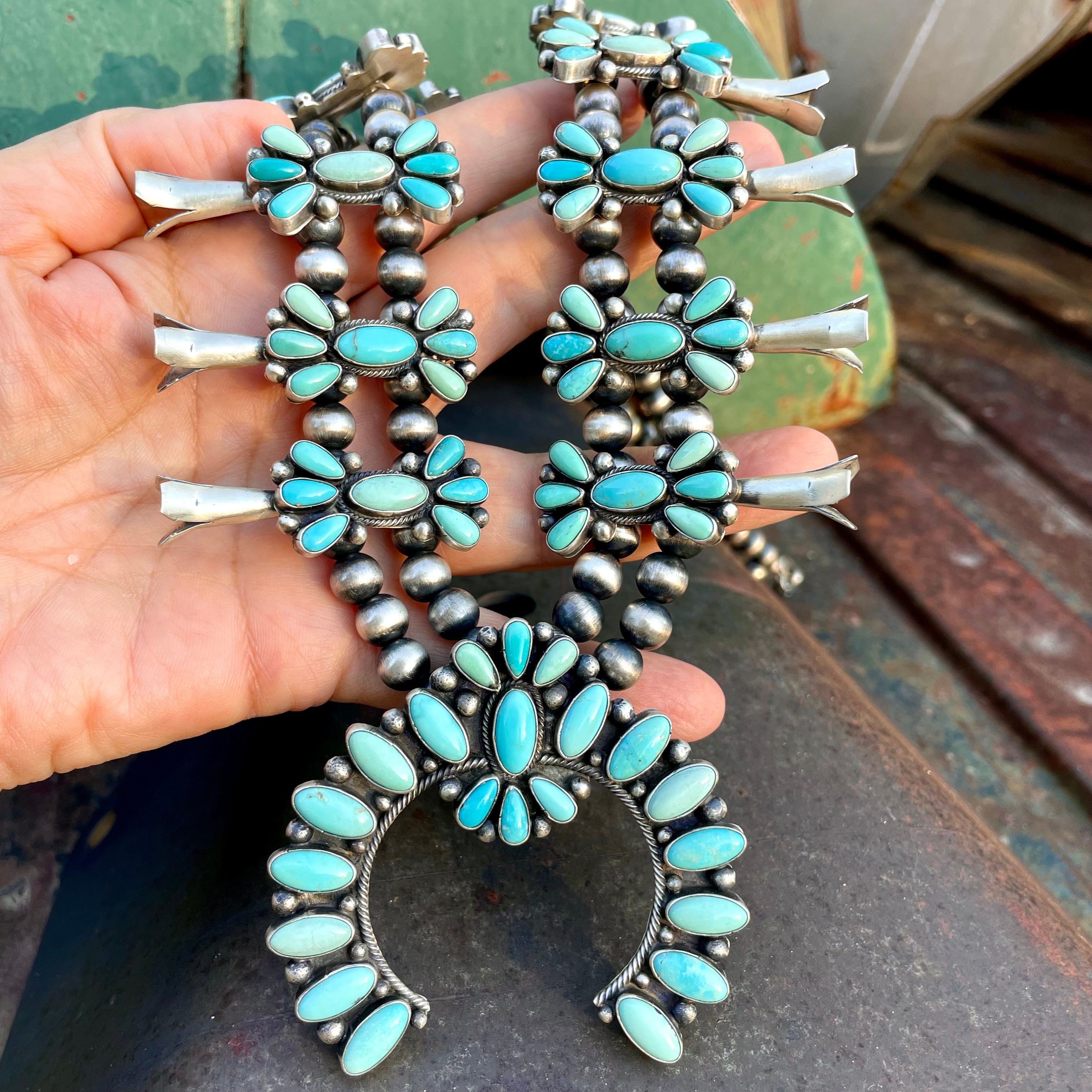 168g Cluster Turquoise Squash Blossom by Navajo Pansy Johnson ...