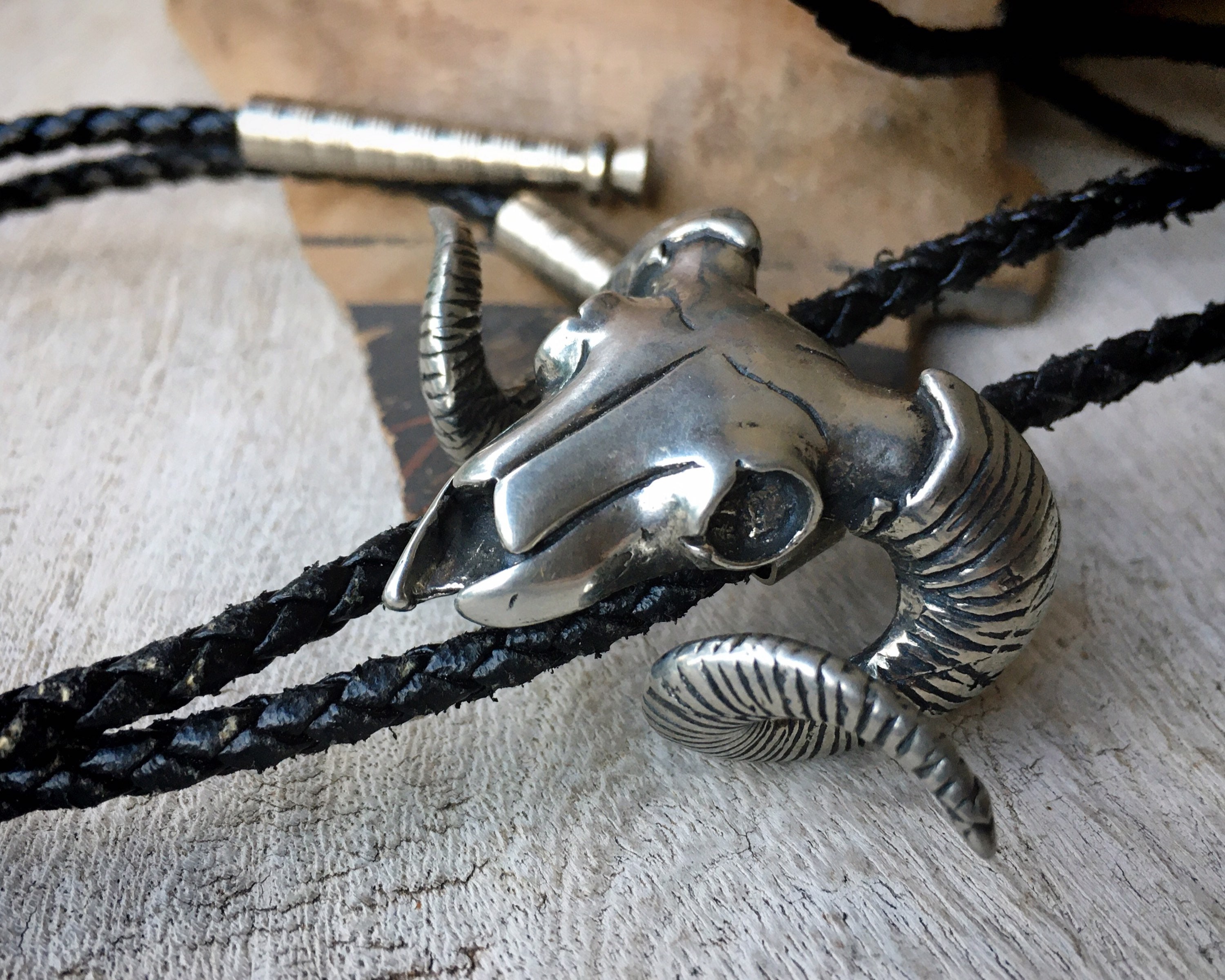 Silver Tone Pewter Bighorn Sheep Skull Bolo Tie for Men or Women, Retro ...