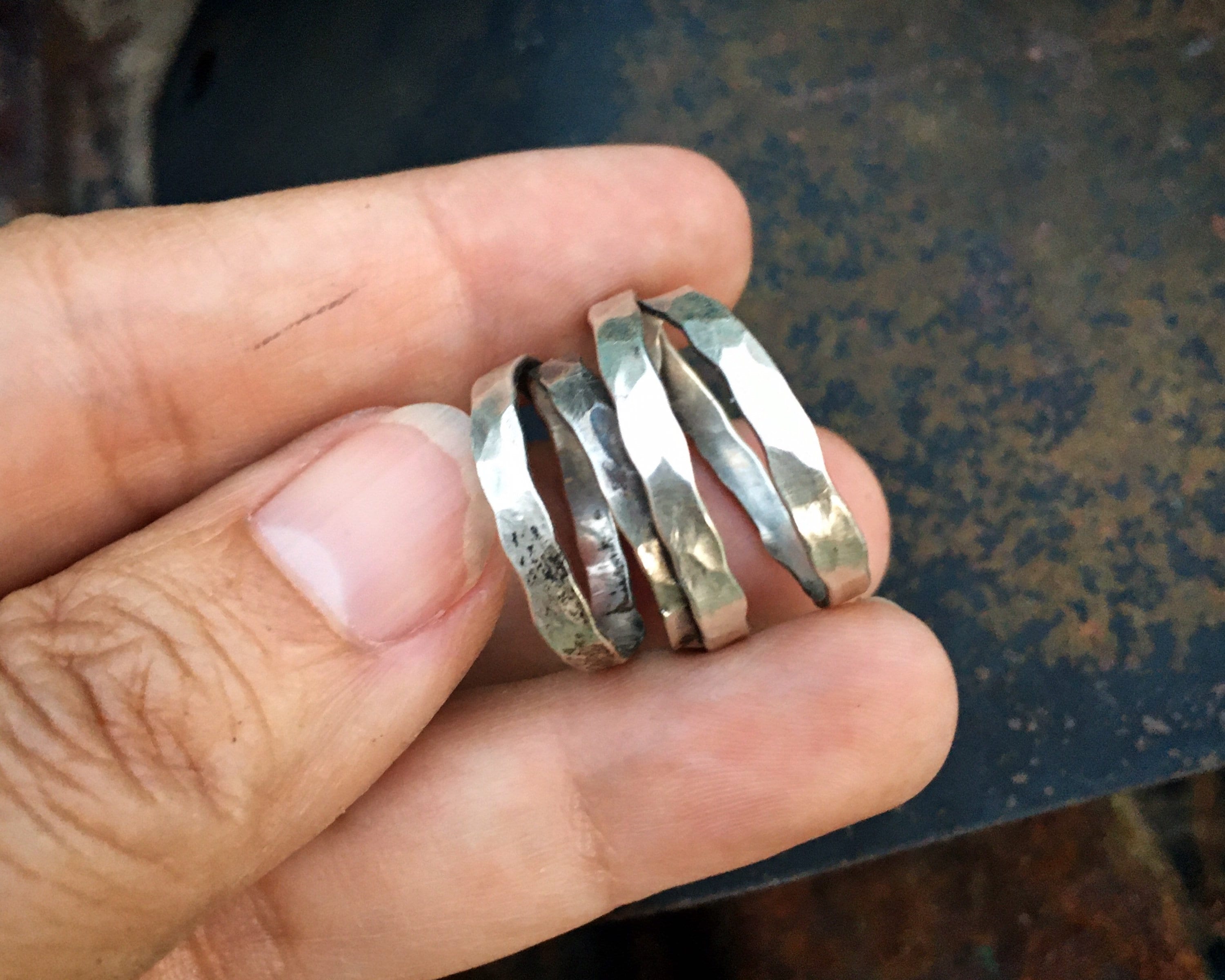 Hammered Sterling Silver Ring for Women Size 8 Continuous Spiral Design ...