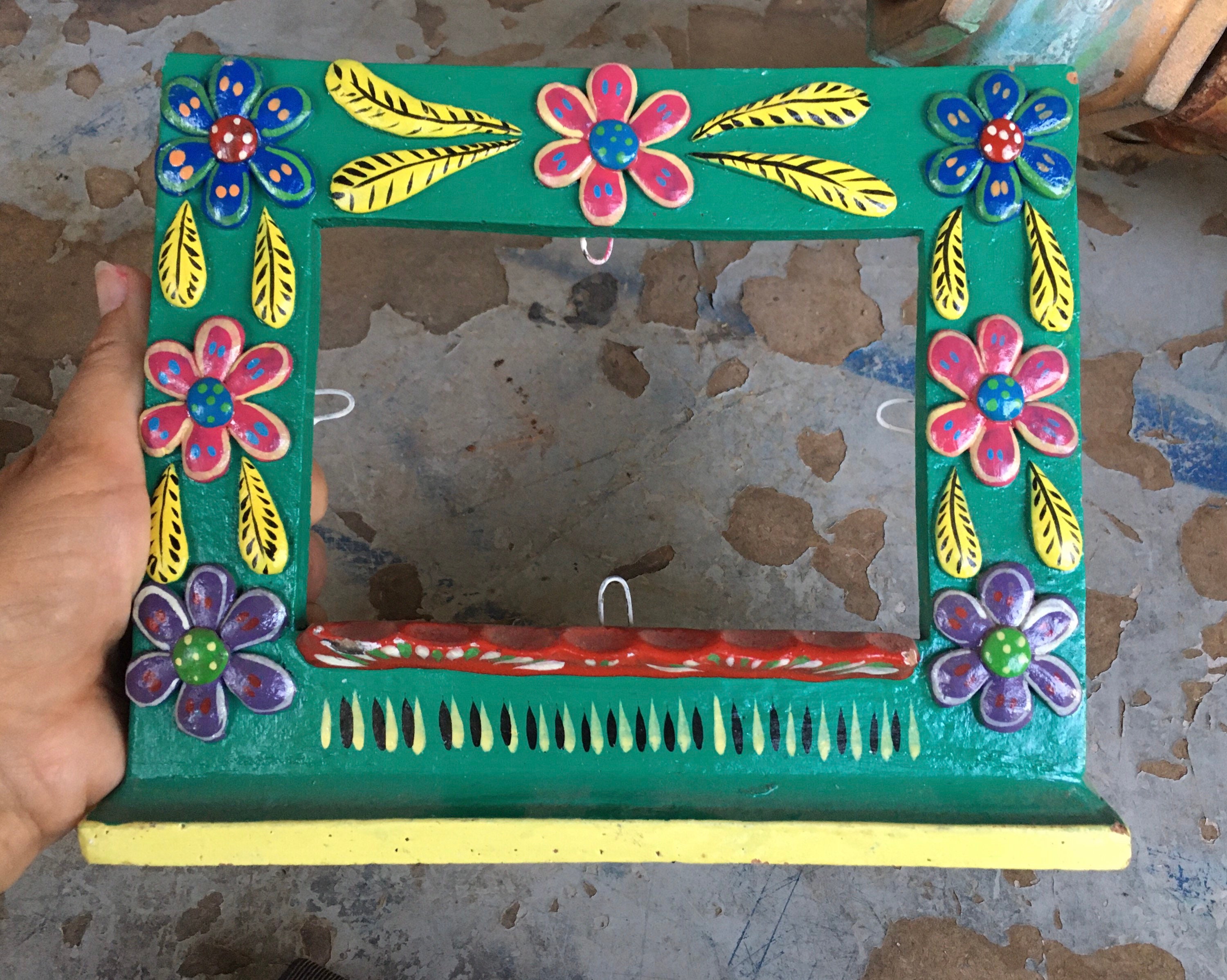 Colorful Mexican Folk Art Pottery Picture Frame by Gerardo Ortega ...