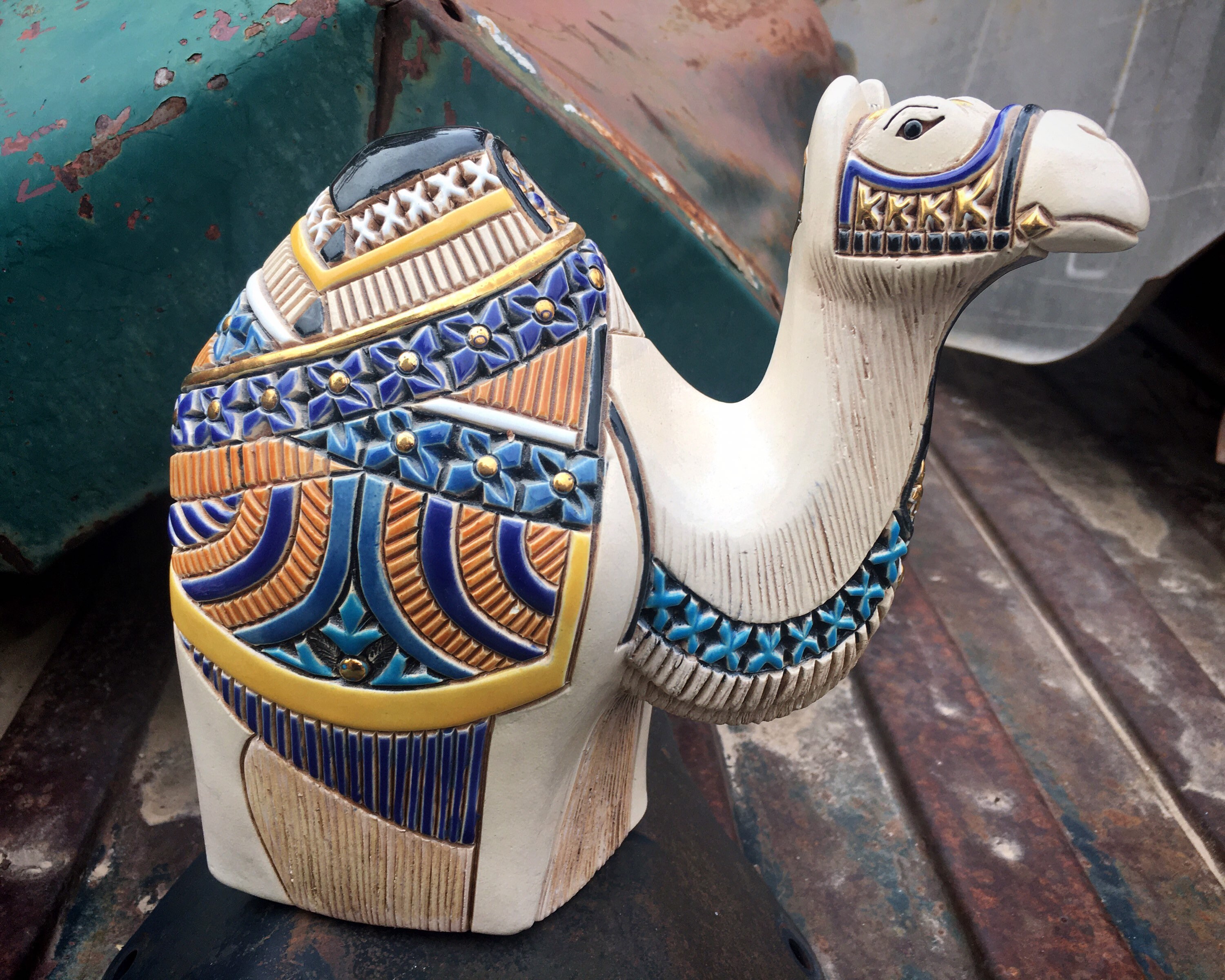 Ceramic Camel Statue with Sgraffito and Glossy Glaze, Bohemian Study ...