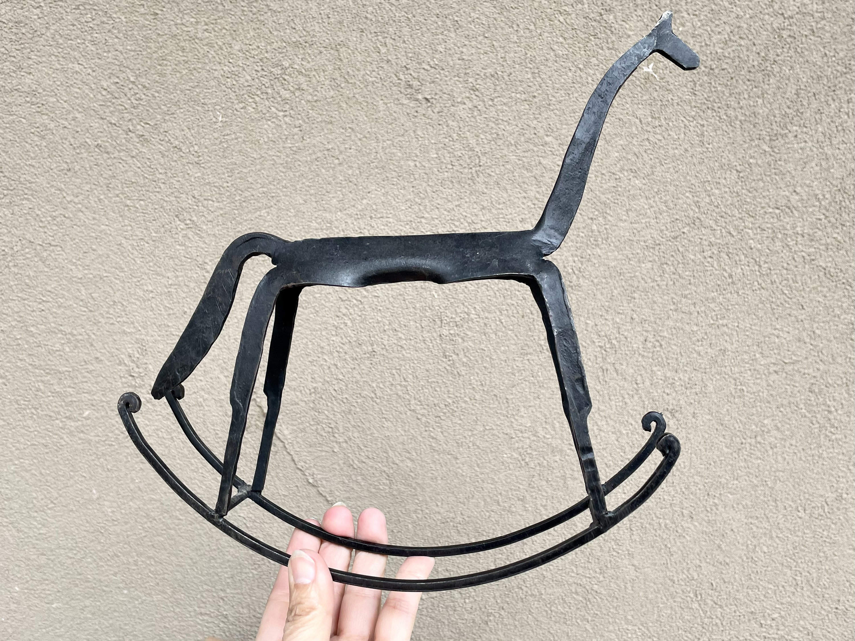 Primitive Metal Rocking Horse Figurine with Hammered Forged Finish ...