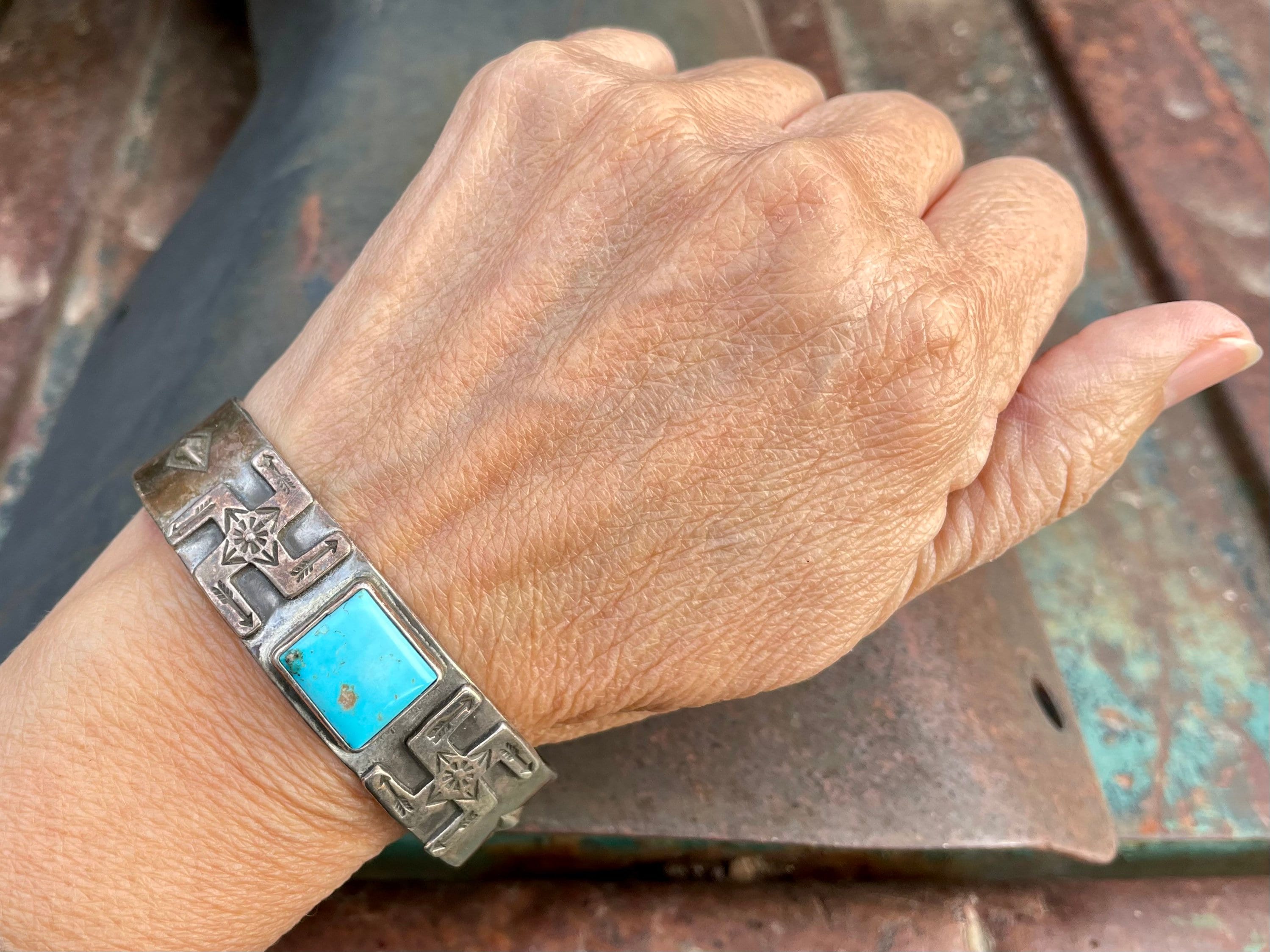 RESERVED for M. / Vintage Turquoise Silver Whirling Log Cuff Bracelet ...