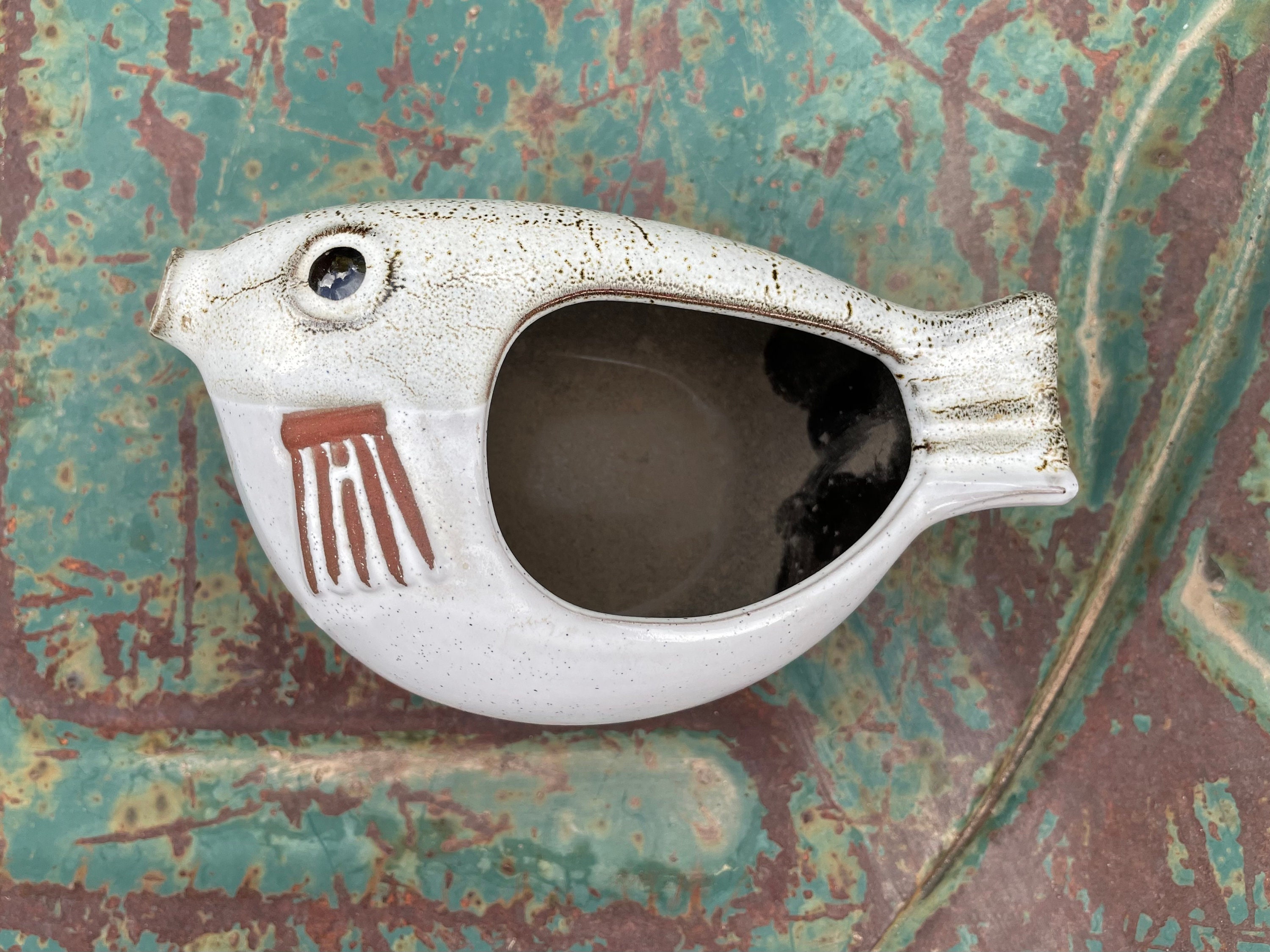 Vintage Japanese Ceramic Puffer Fish Shaped Figure Possibly a Sake ...