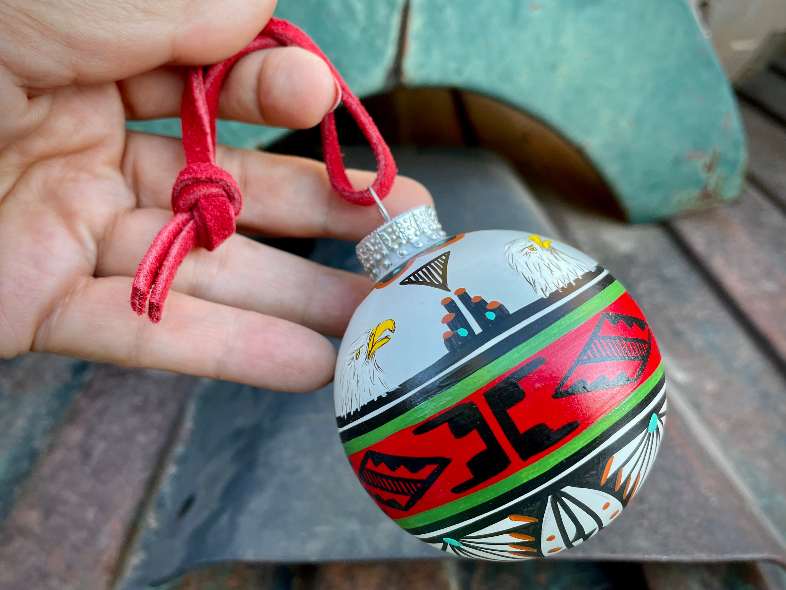 Vintage Signed Navajo Painted Pottery Ornament with Eagle Design ...
