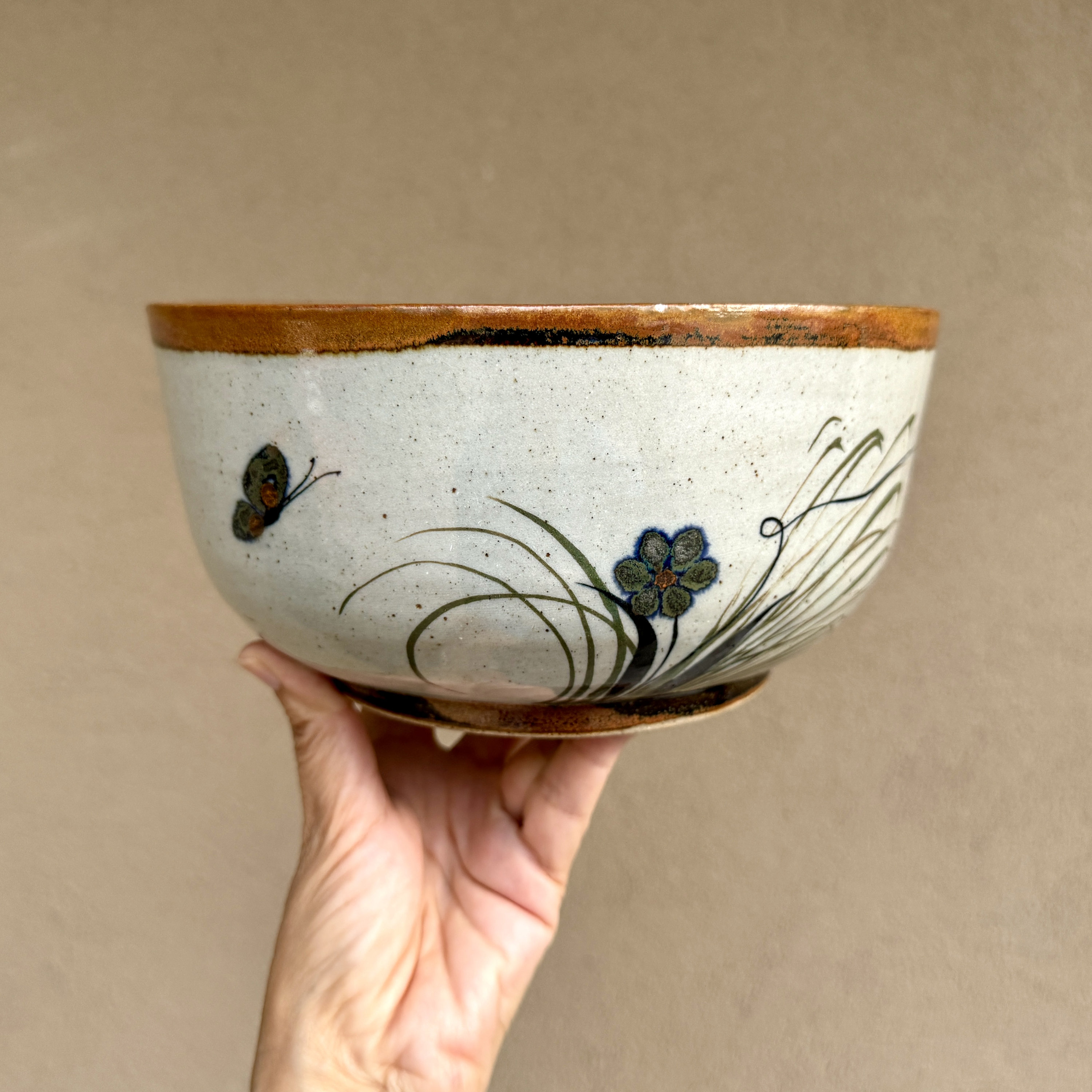 Mexican Pottery Bowl with Flower and Butterfly Design by Xochiquetzal ...