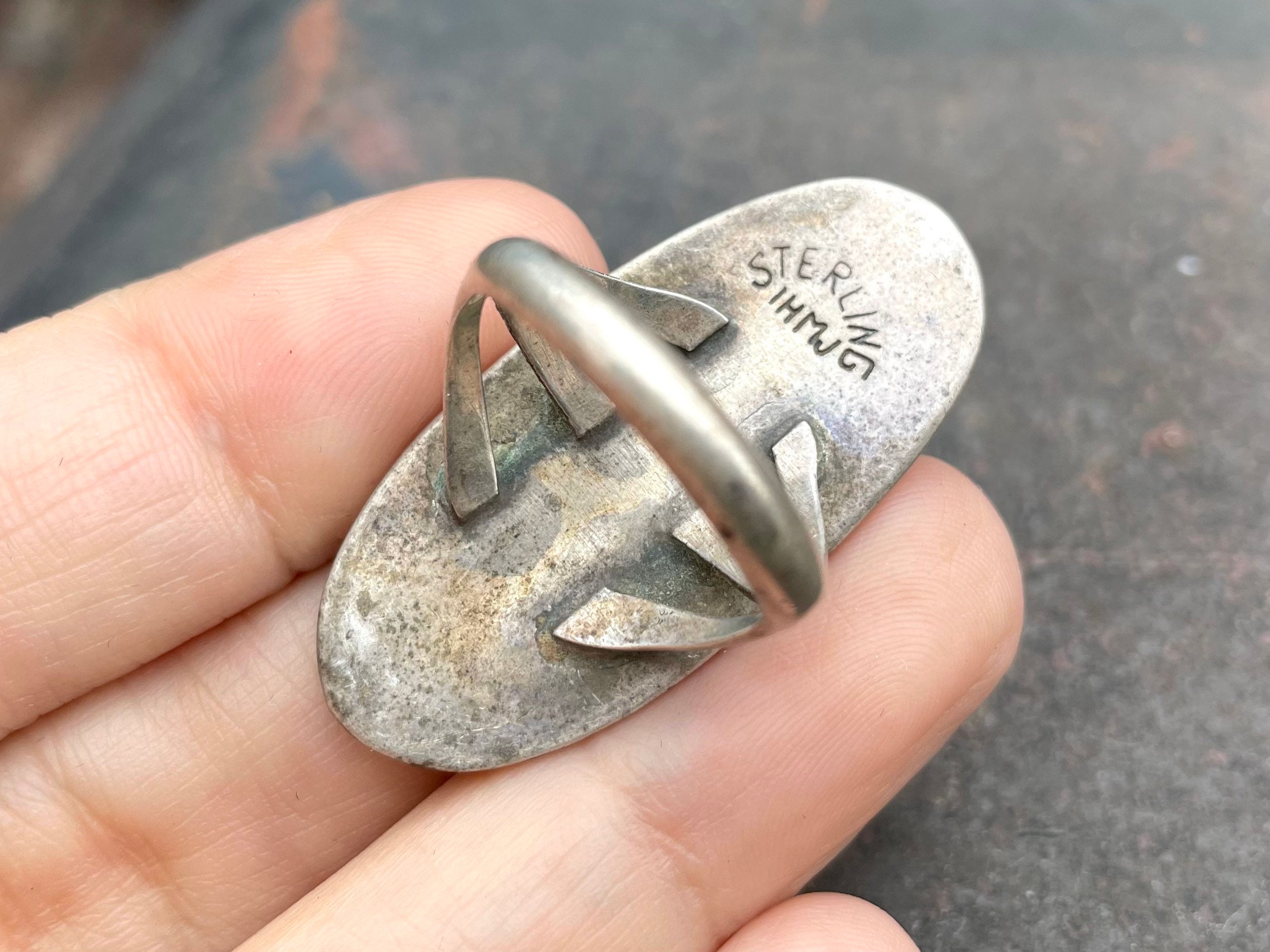 Vintage Navajo Stamped Sterling Silver Ring Size 7.5, Indian Hand Made ...