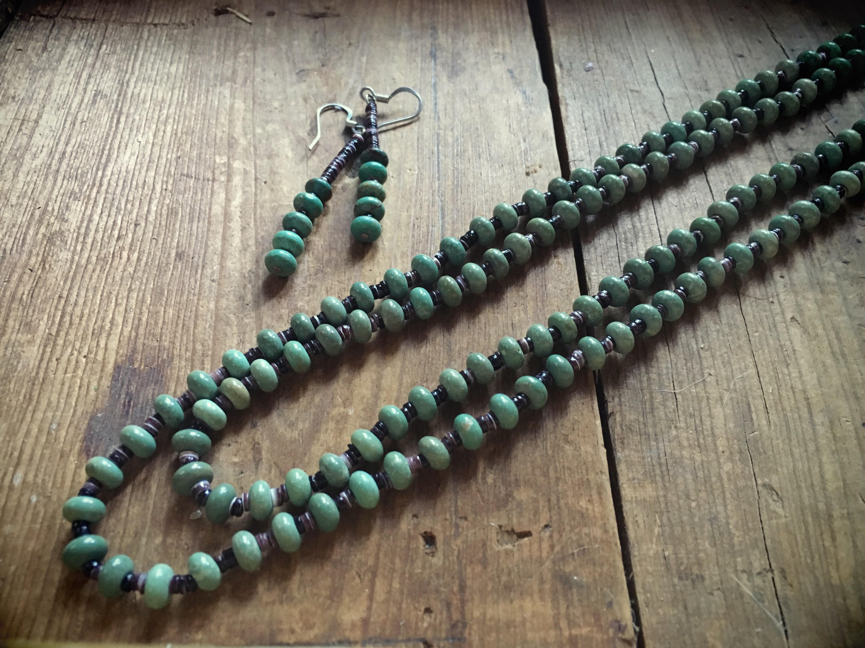 Vintage Turquoise Necklace and Earring Set Hand Shaped Turquoise Beads ...