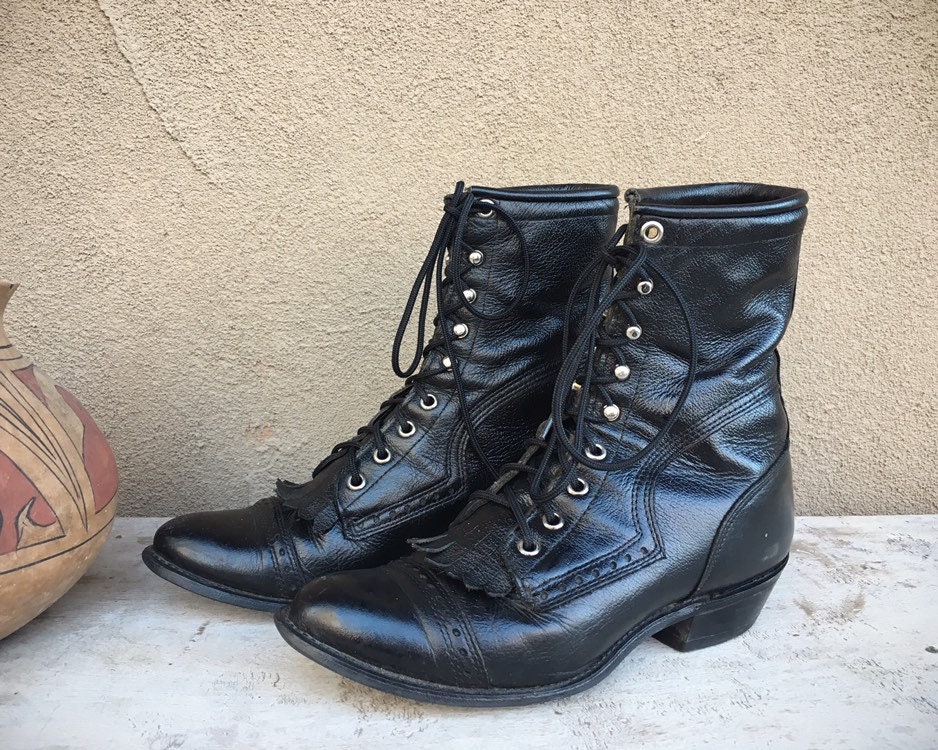Vintage Capezio Black Leather Packer Boots Women's Size 7.5 (Fits Like ...