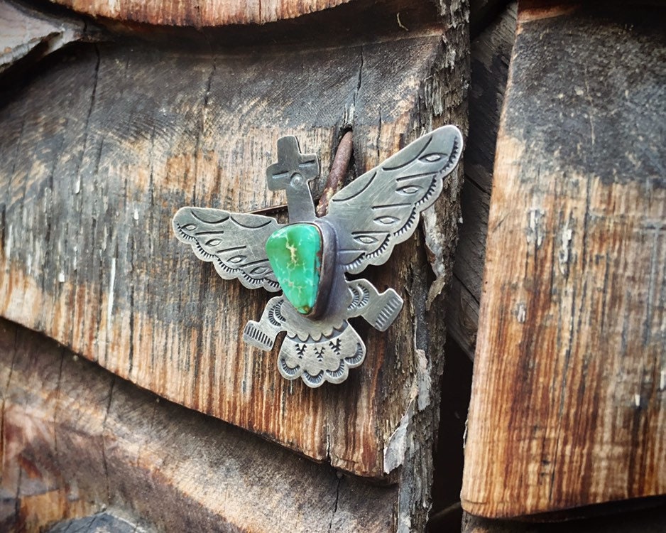 Knifewing Turquoise Brooch Pin for Woman, Stamped Sterling Silver ...