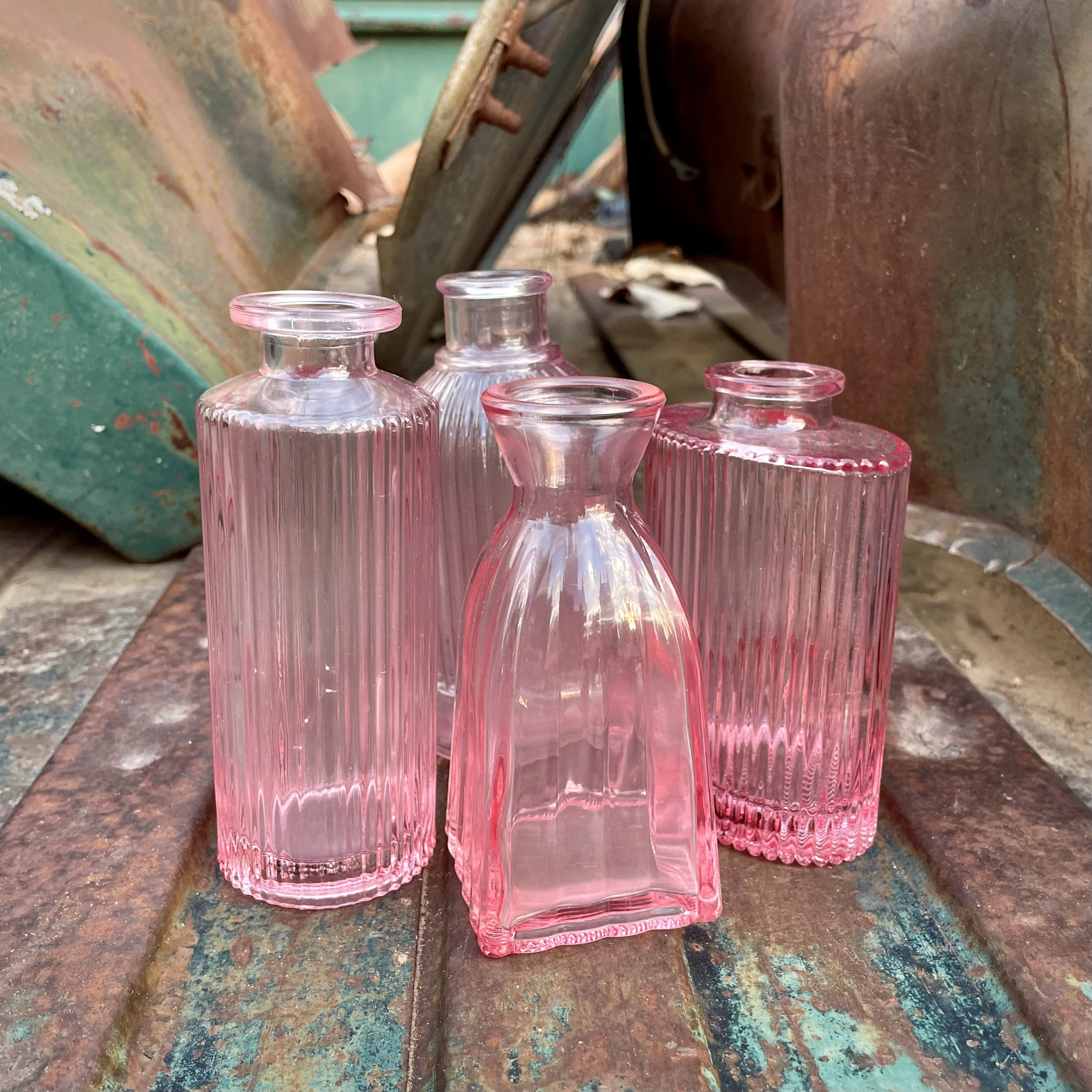 Instant Collection of Four Pink Glass Small Bottles, Valentine's Day ...