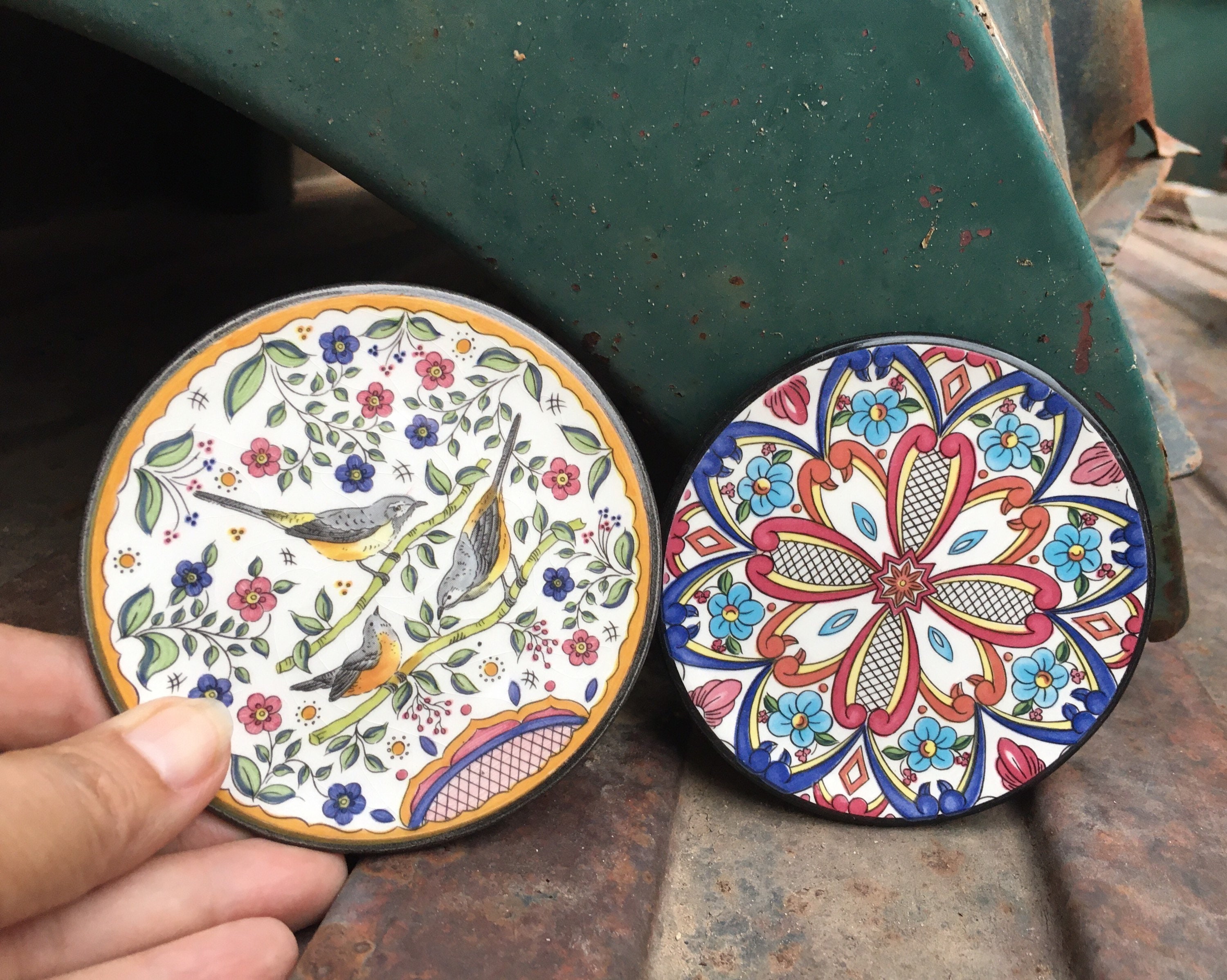 Two Handmade Spanish Miniature Wall Plates by Ceraplate, Blue and White ...