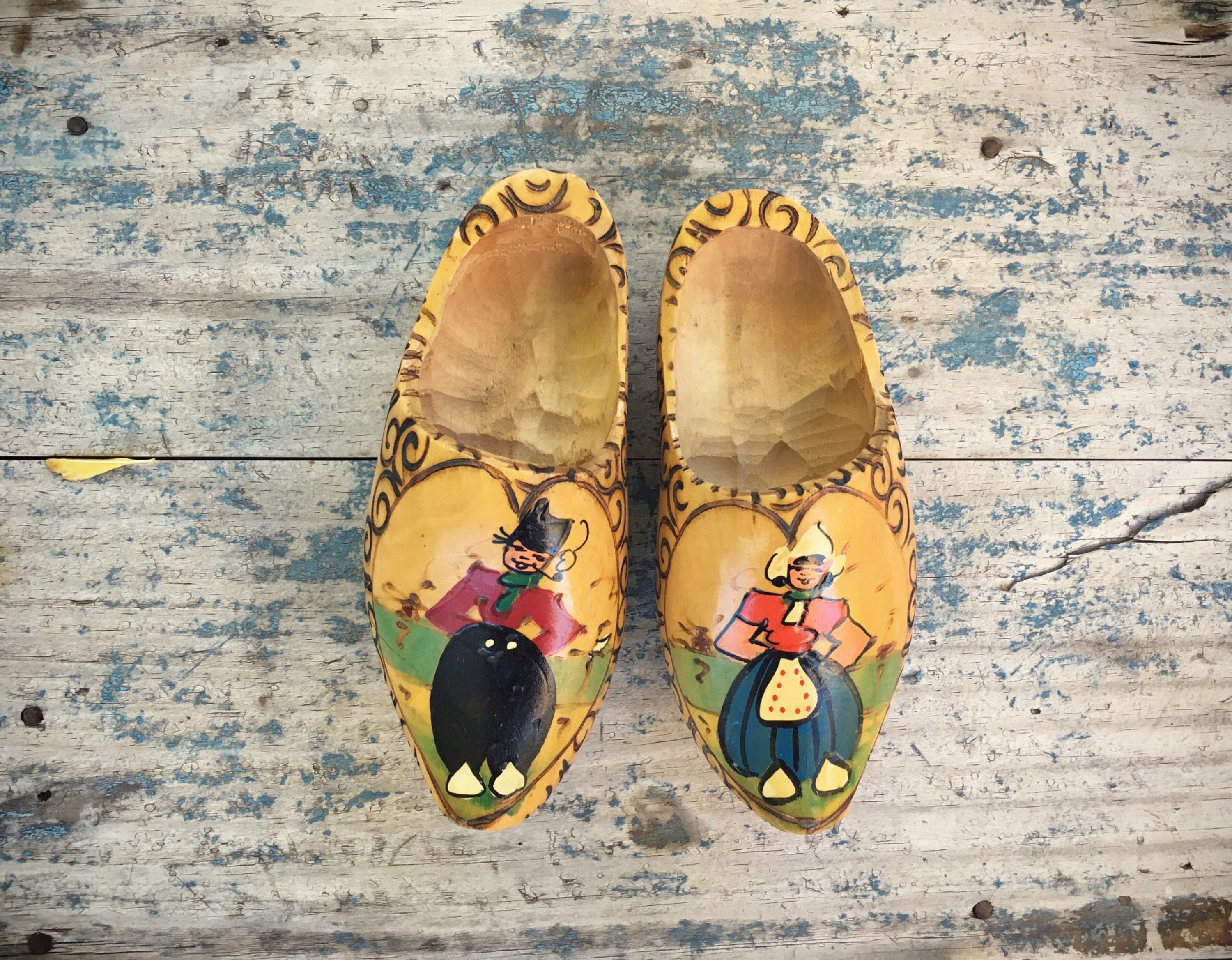 Pair of Small Vintage Wooden Clogs to Hang on Wall Holland Souvenir ...
