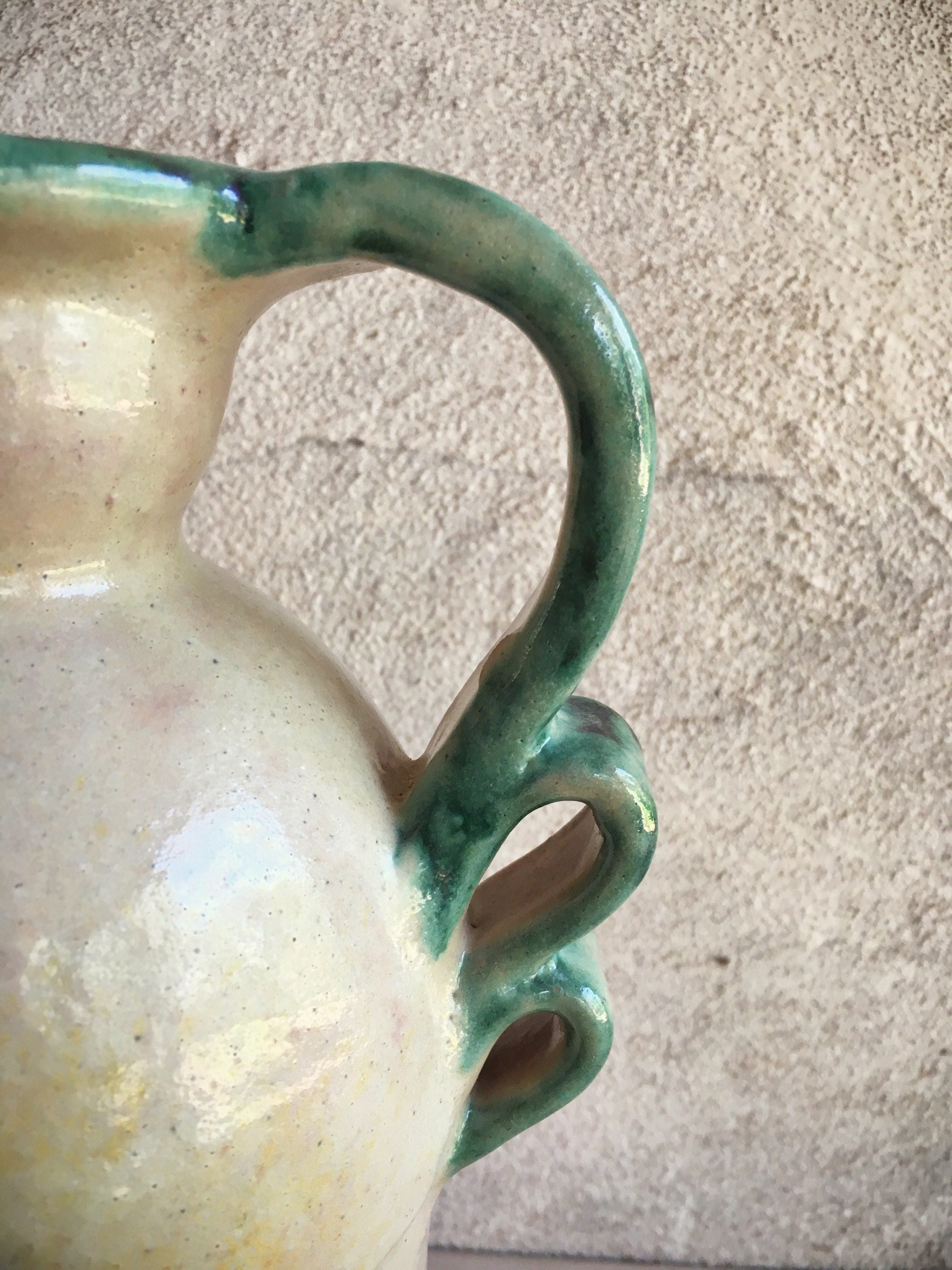 Vintage 12 tall pitcher vase Majolica pottery Capelo Guanajuato Mexican ...